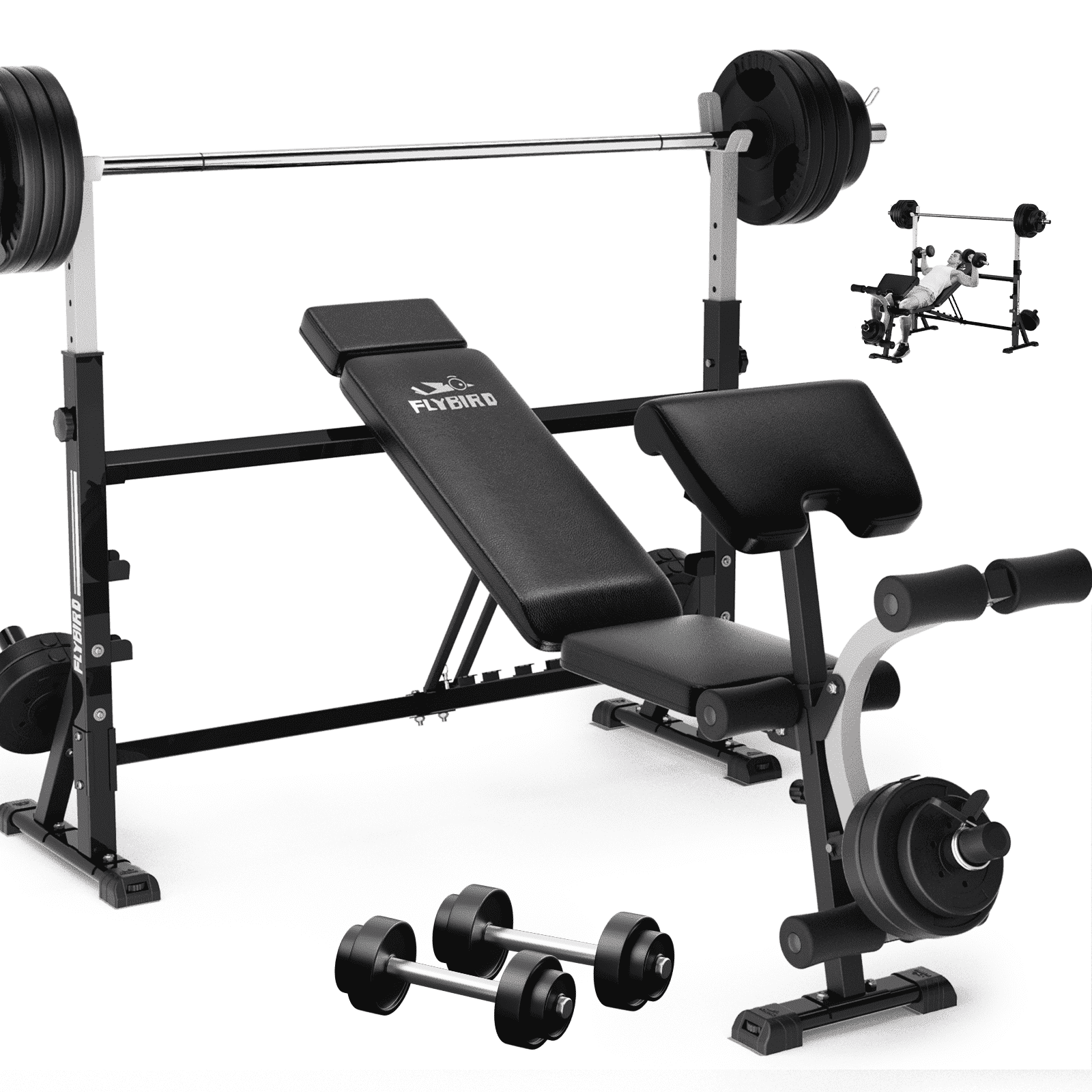 Flybird Standard Weight Bench with Preacher Curl, Leg Developer, Chest ...