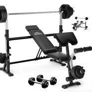 Doufit 6 In 1 Adjustable Weight Bench, 660lbs with Squat Rack, Leg ...