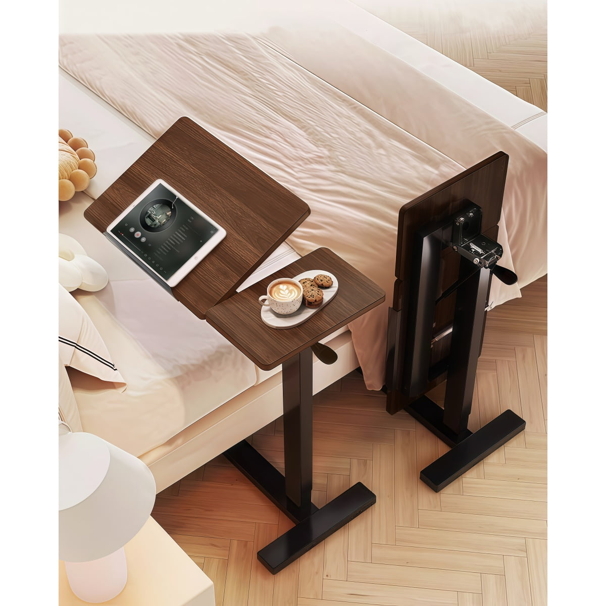 UPGRADED Mobile Rolling Overbed Desk Height Adjustable Tilting Laptop ...