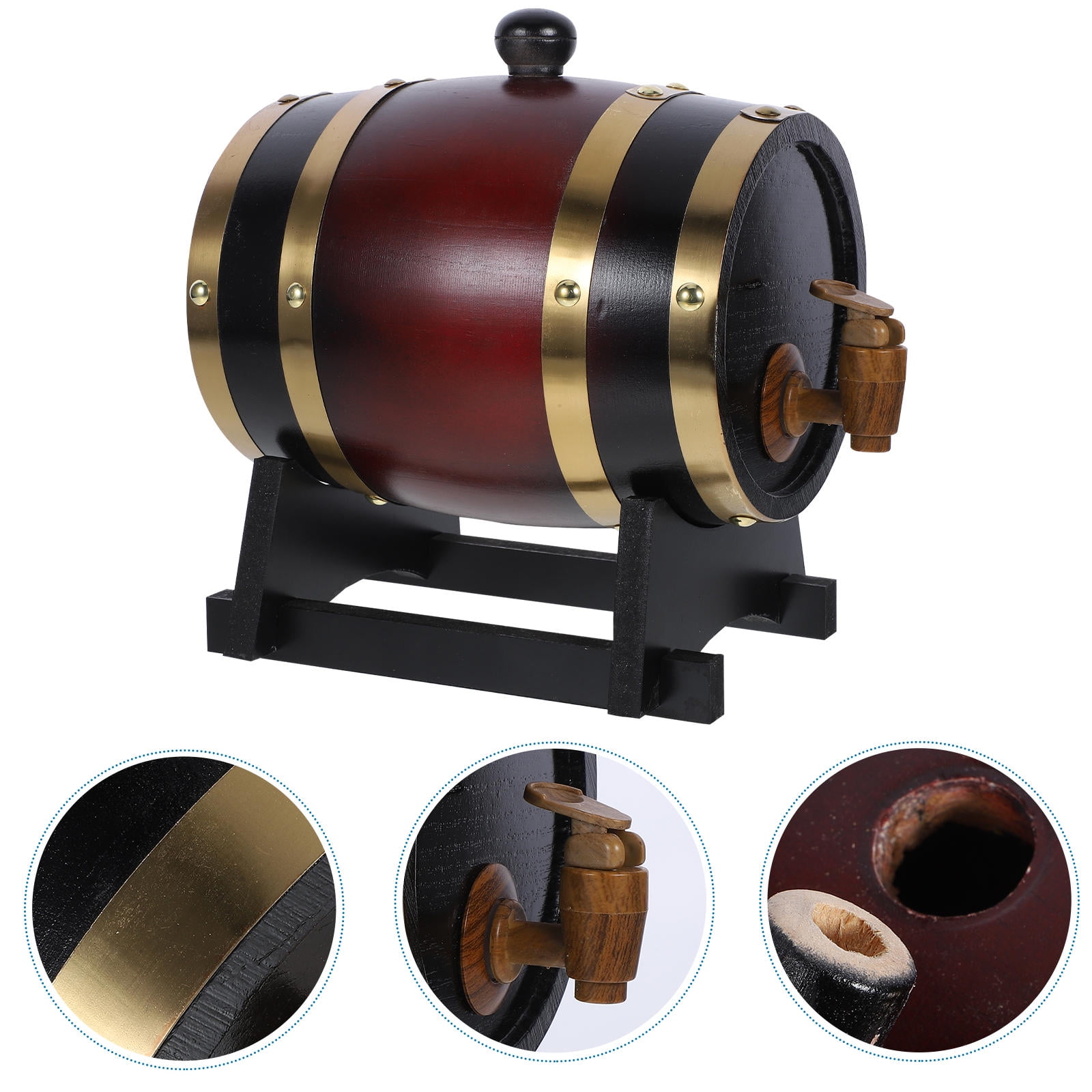 UPGRATOR Cylindrical Wine Bucket Set with Pine Wood Rustic Design for ...