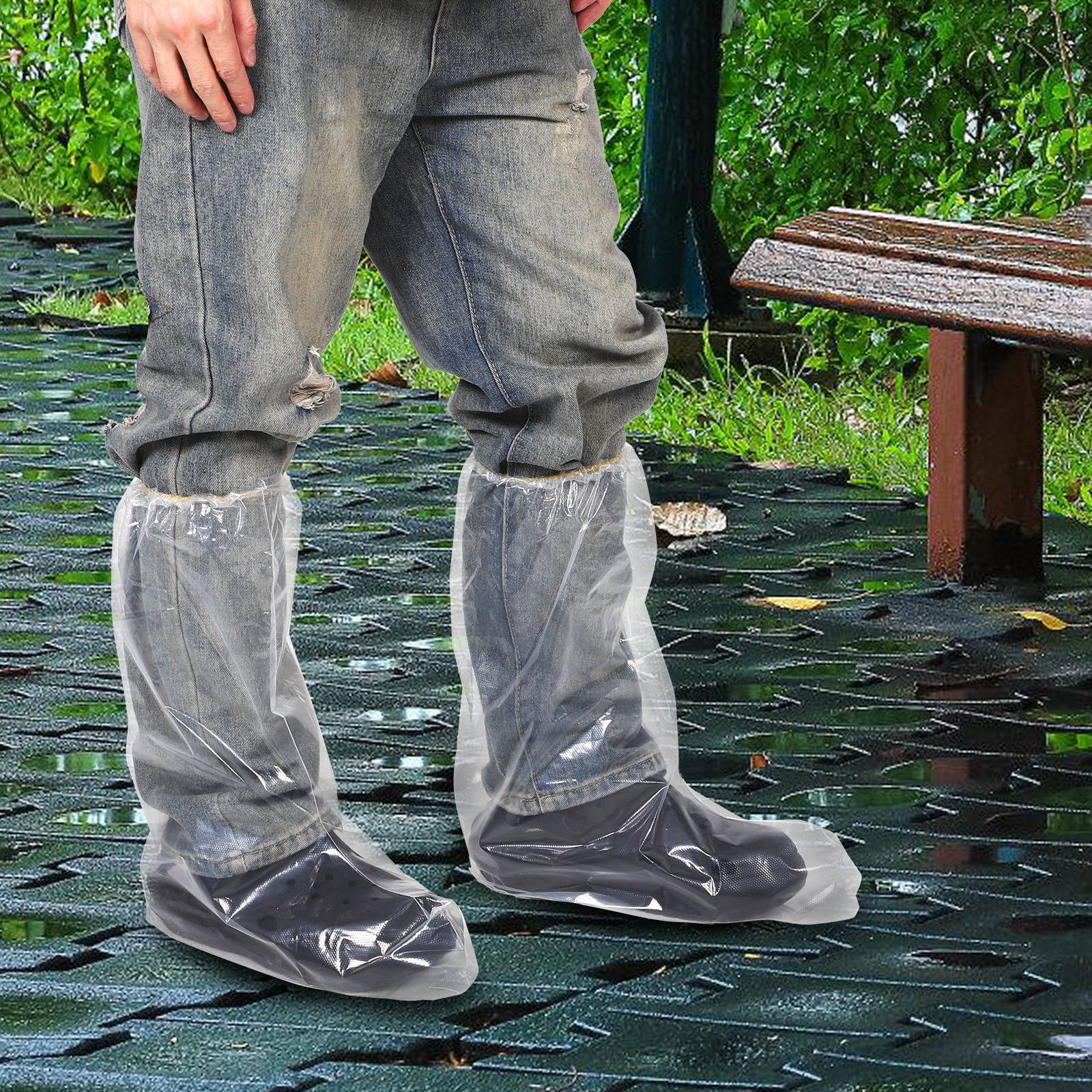 UPGRATOR 10 Pairs Shoe Covers Transparent Plastic Waterproof Rainproof ...