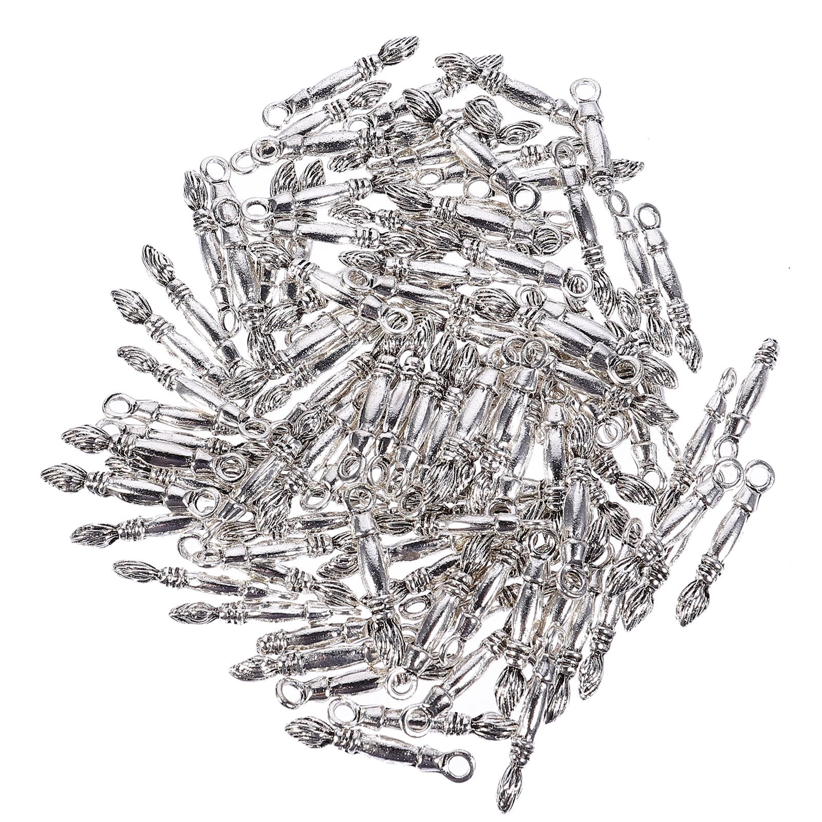 UPGRATOR 100Pack Tiny Charms Ink Brush Shape Pendants Silver Alloy For ...