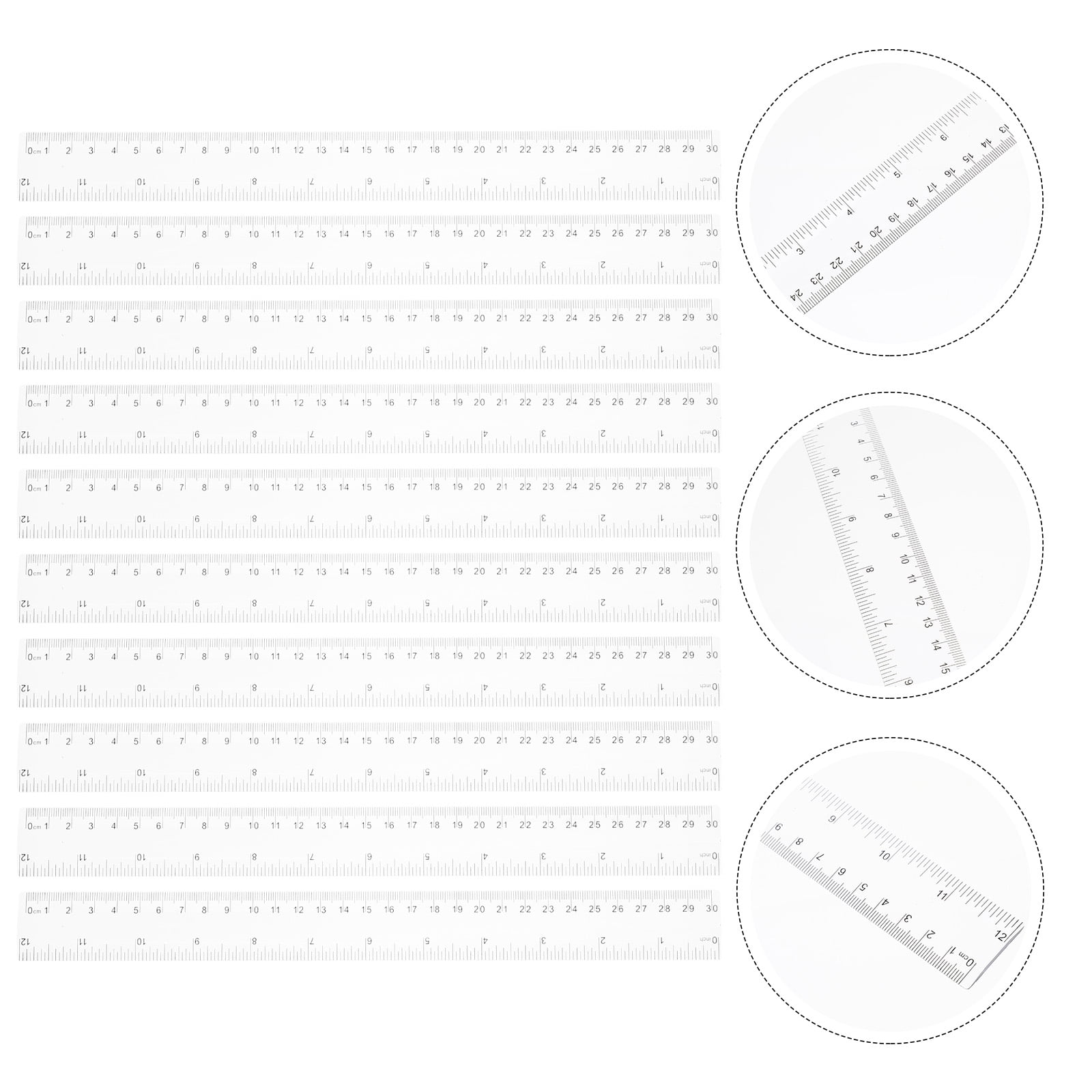 UPGRATOR 10Pack Transparent Ruler Set for Students Precise Ruler 31X1 ...