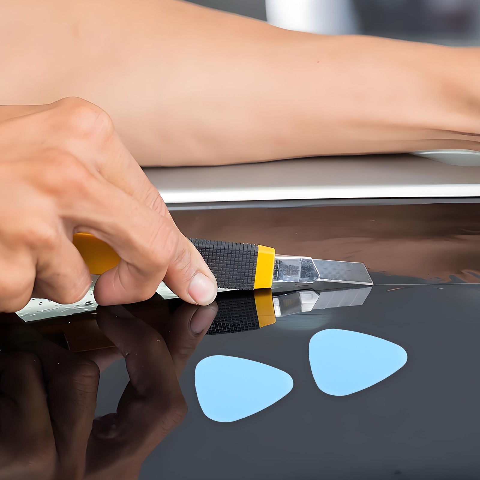 UPGRATOR 10Pcs Sky-Blue Plastic Triangle Car Film Cutting Pad for ...