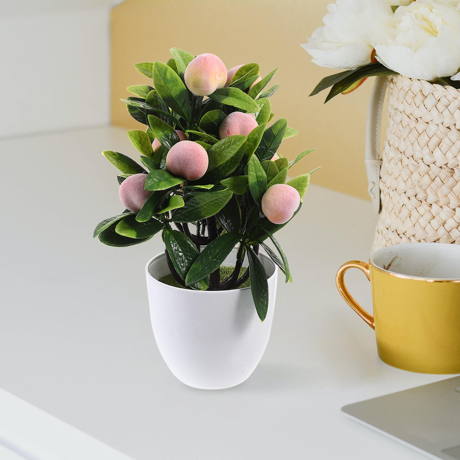 UPGRATOR 1Pack Potted Fake Fruit Trees for Office and Café Modern Style ...