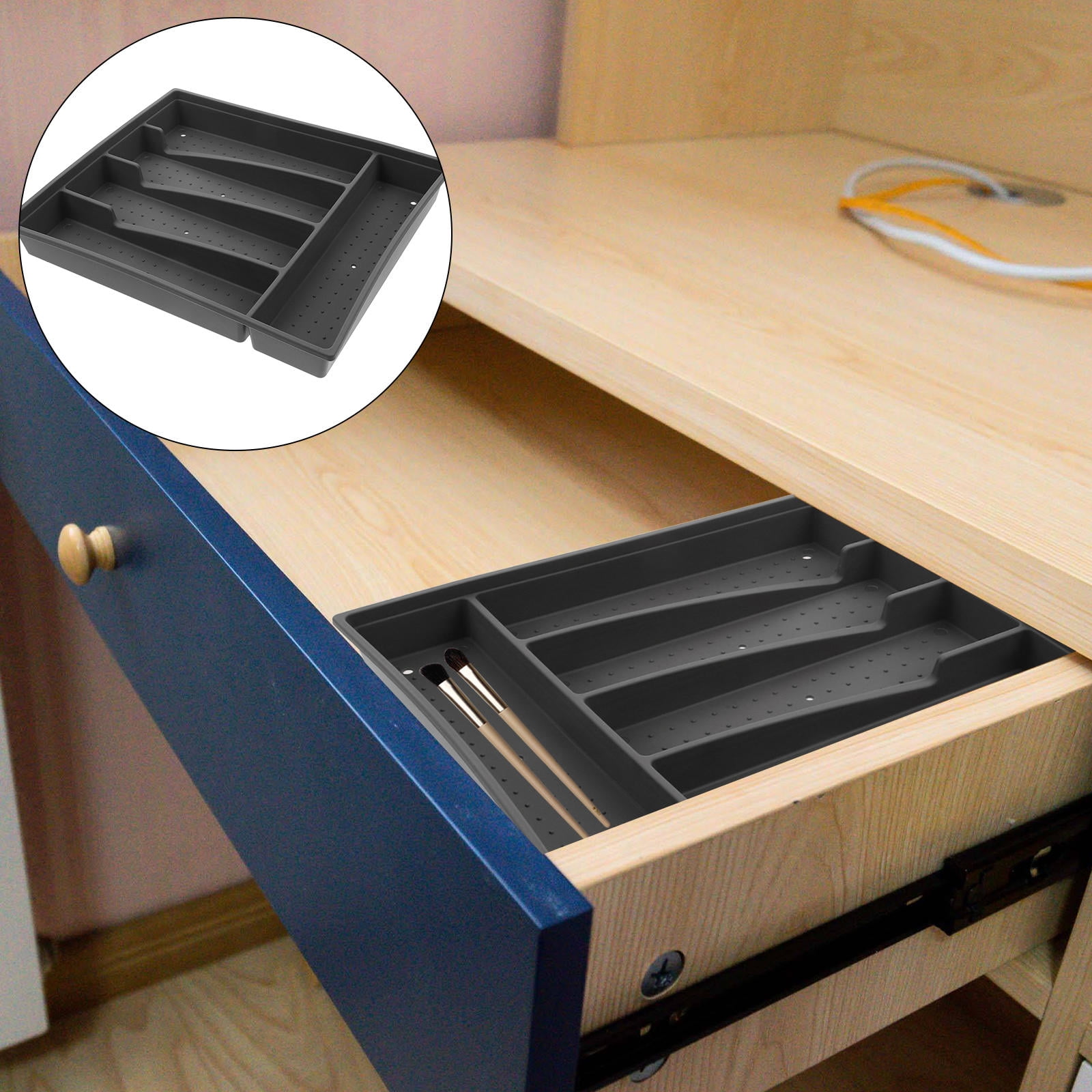 UPGRATOR 1Pack Silverware Holder Rectangular Grey Plastic Storage And ...