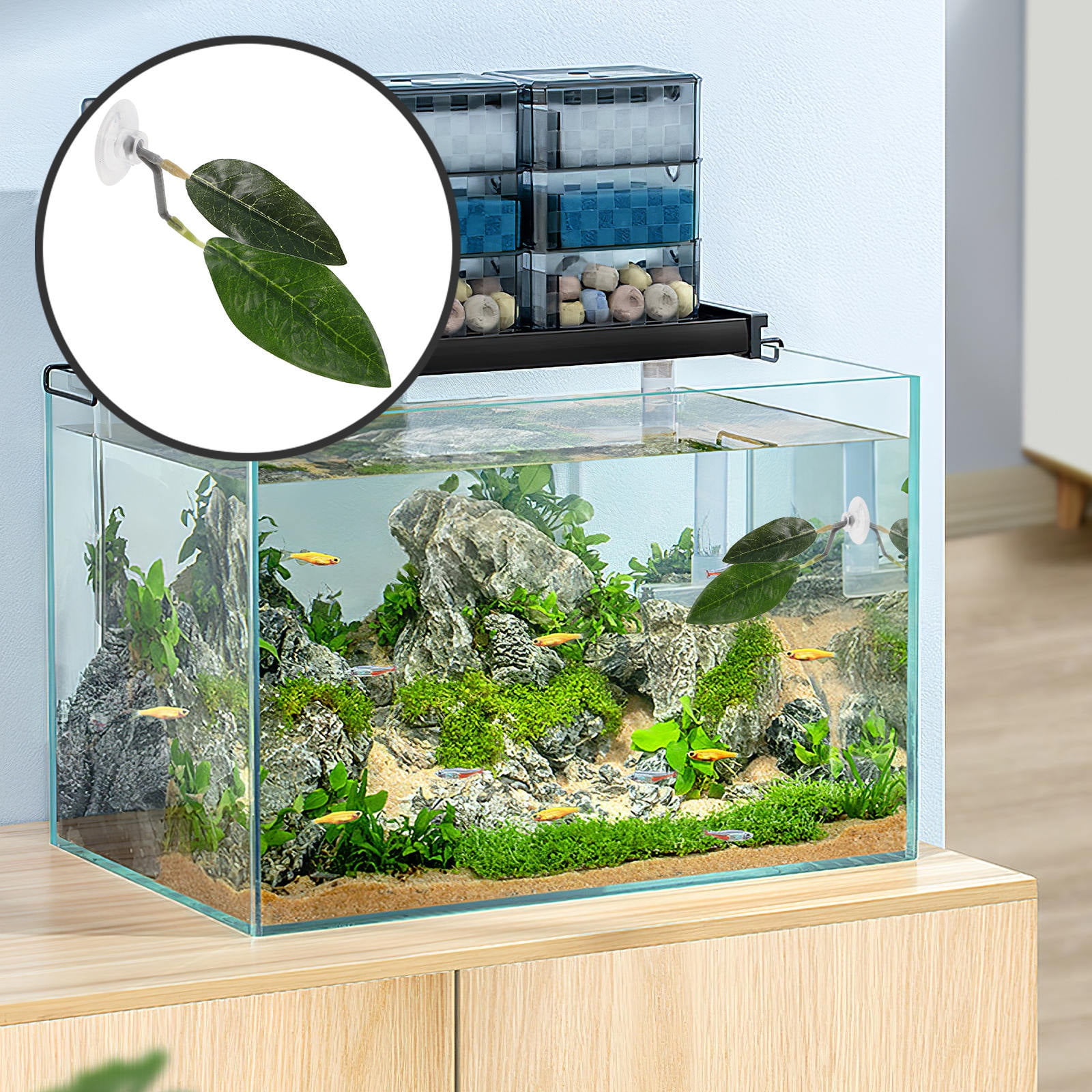 UPGRATOR 1 Piece Betta Leaf Decor, Plastic Leaf-Shaped Fish Resting ...