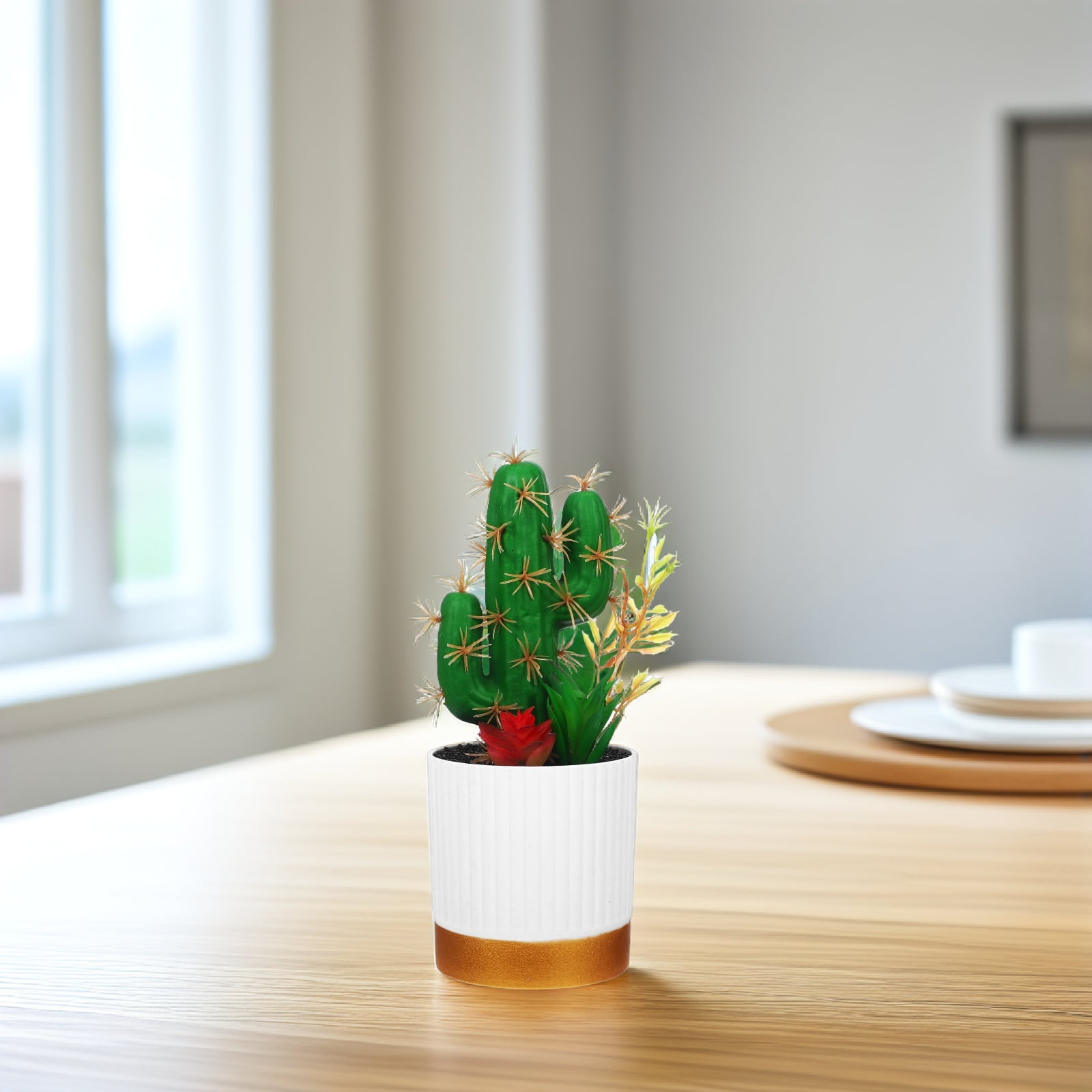 UPGRATOR 1Pcs Fake Cacti Plants PP Material Compact Shape For Indoor ...