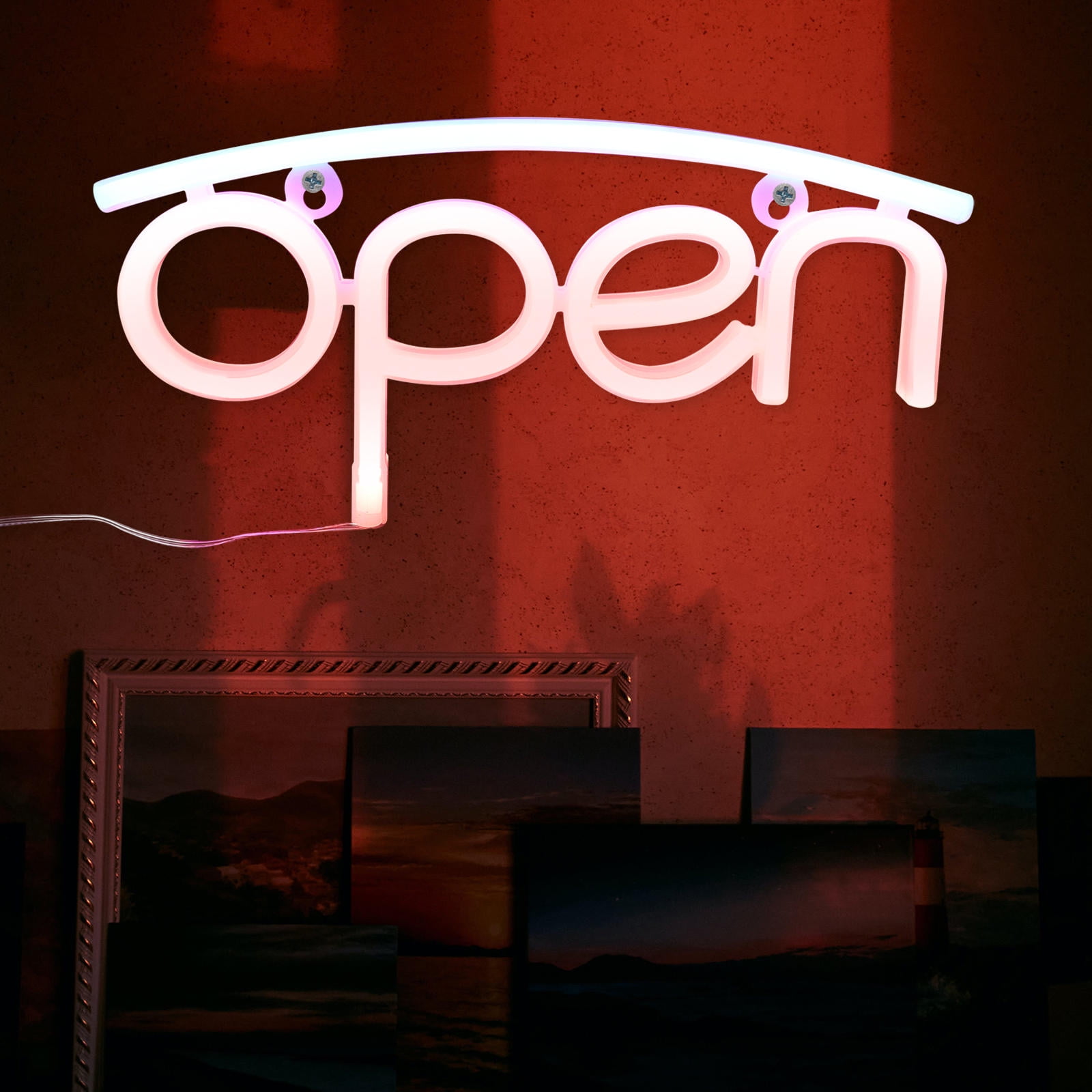 UPGRATOR 1Pcs LED Neon Open Sign Wall Mounted Open Signs 11.6x5.5in 3 ...