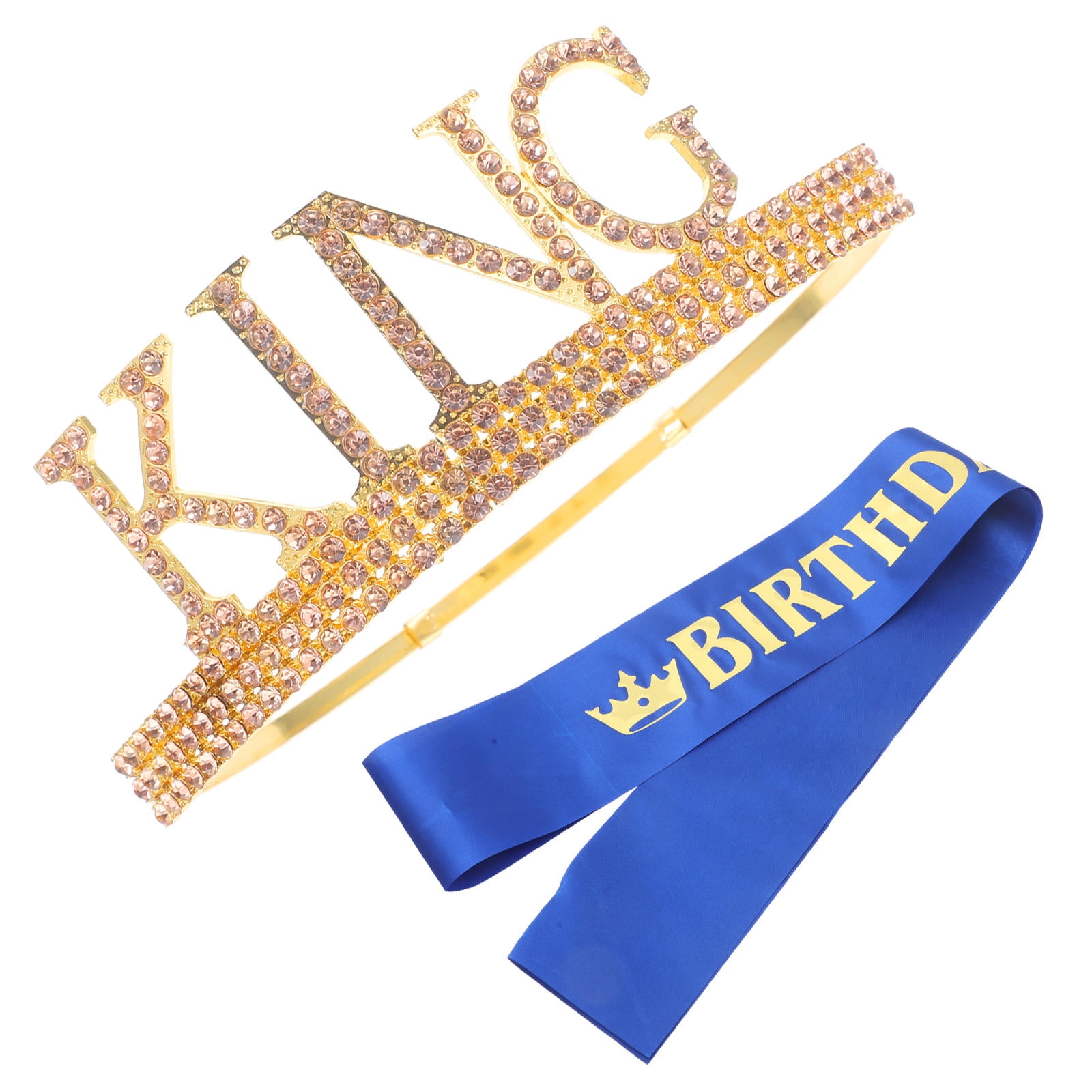 UPGRATOR King Sash with Rhinestone Costume Crowns for Men, 1 Set ...