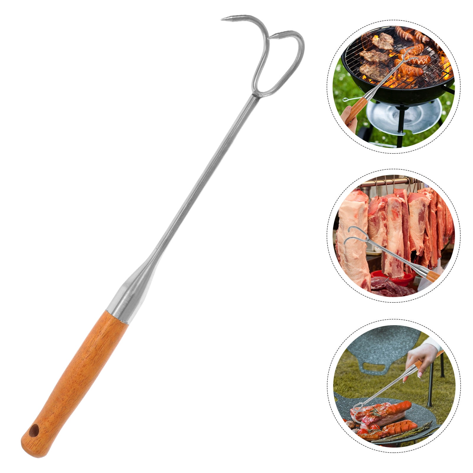 DEEPCRAFF Bbq Roasting Sticks Meat Hook Silver Stainless Steel 1Pcs for ...