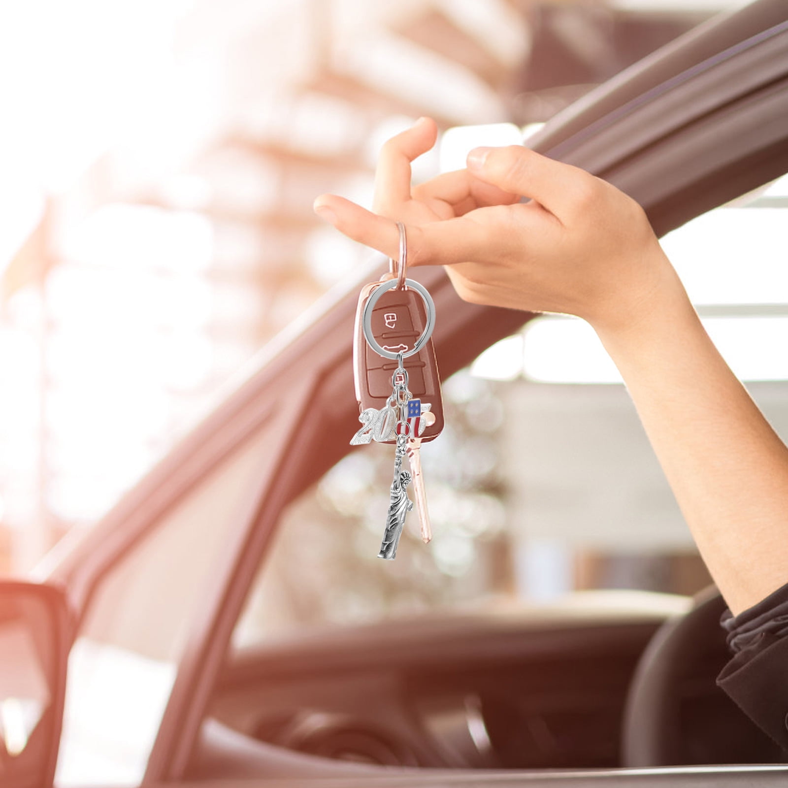 UPGRATOR 1Set Statue Of Liberty Key Ring Metal Chic Souvenir Key Attachment 4.13X1.18X0.08In ...