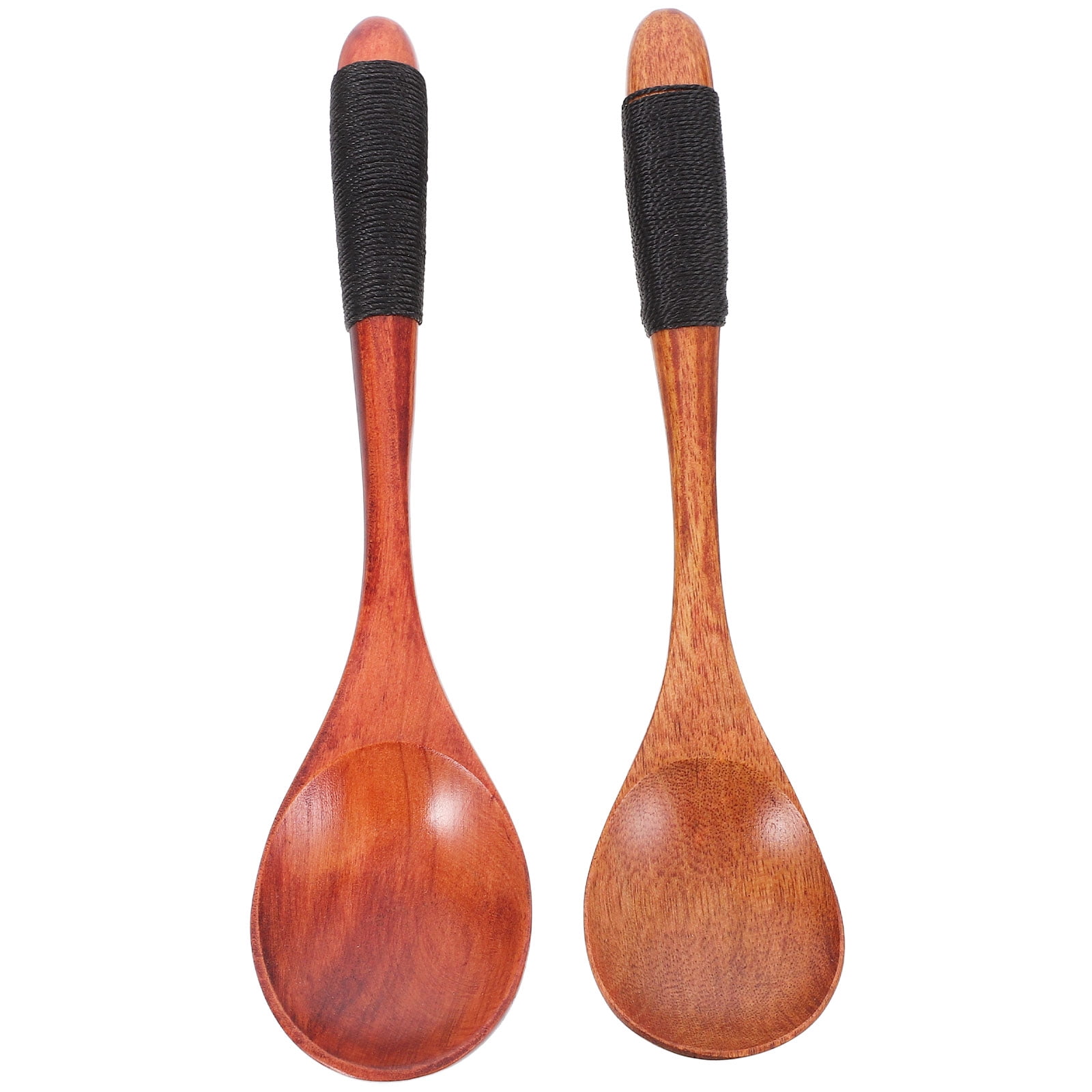 UPGRATOR 2Pack Long Handle Wood Spoons Natural Texture for Home Cooking ...