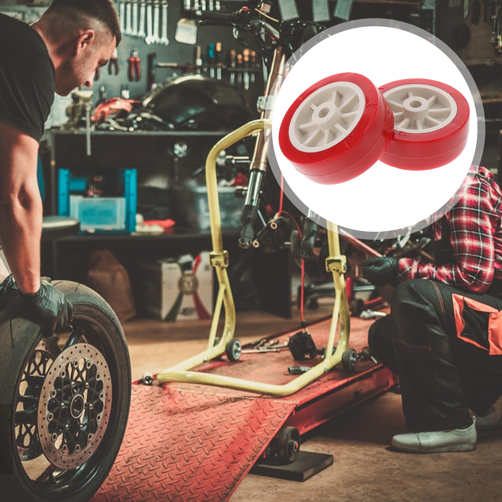 UPGRATOR 2Set Red Metal Caster Wheel for Motorcycle Lift Table Perfect ...