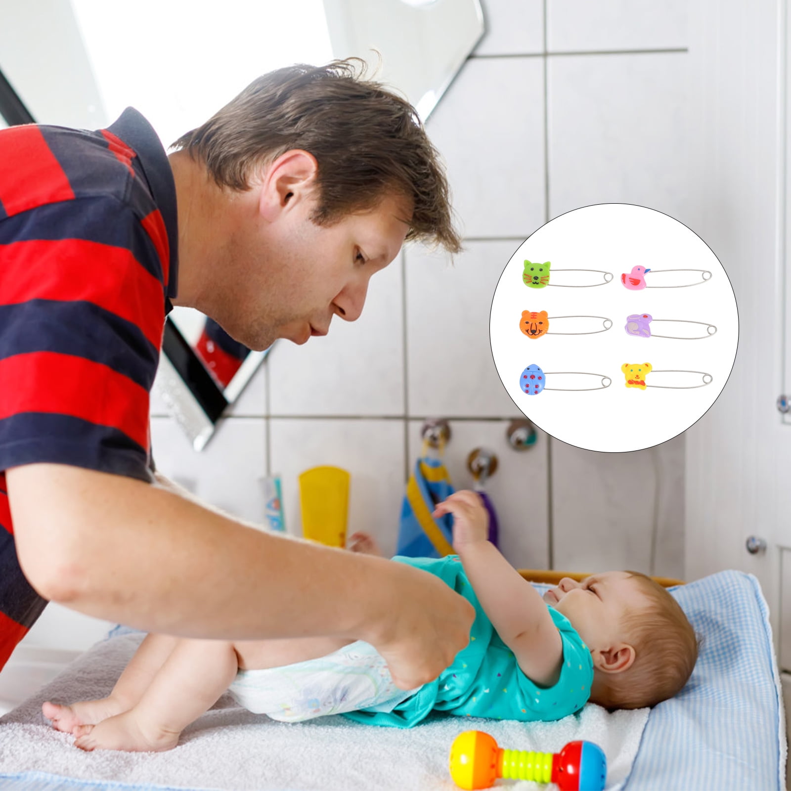 UPGRATOR 30pcs Animal Baby Safety Pins Plastic Non-Restrictive ...