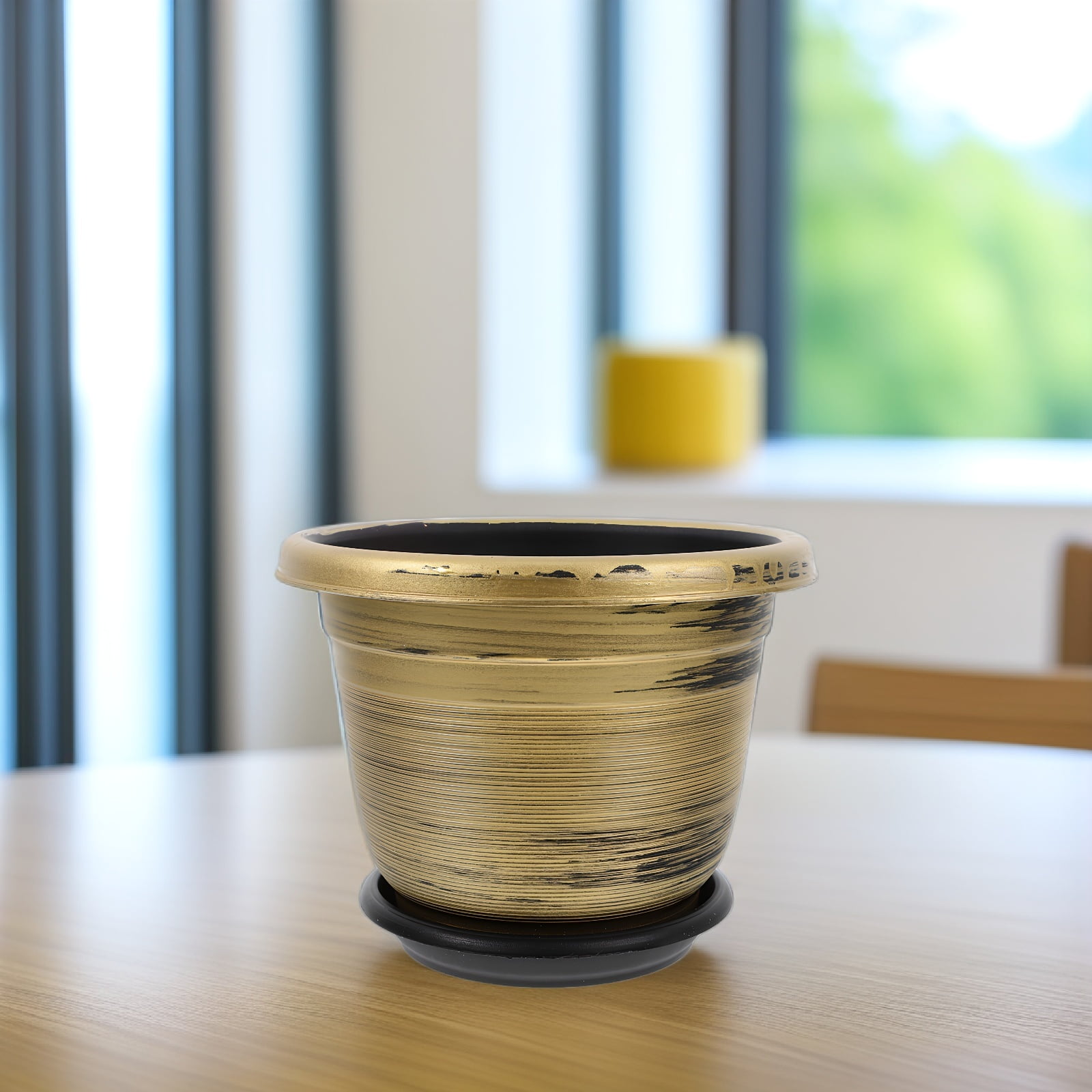 UPGRATOR 5-Pack Indoor Flower Pots with Plastic Rimmed Design, Round ...