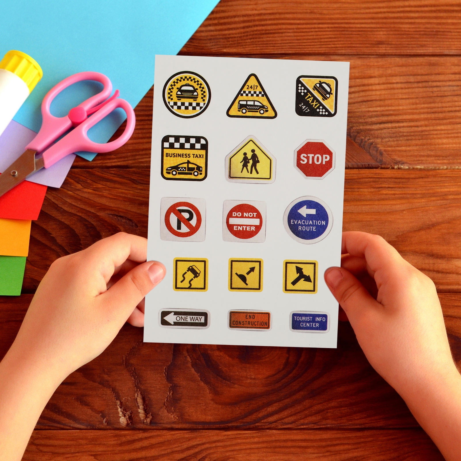 UPGRATOR 6Pack Reusable Street Sign Sticker Pack for Kids Playing Sign ...