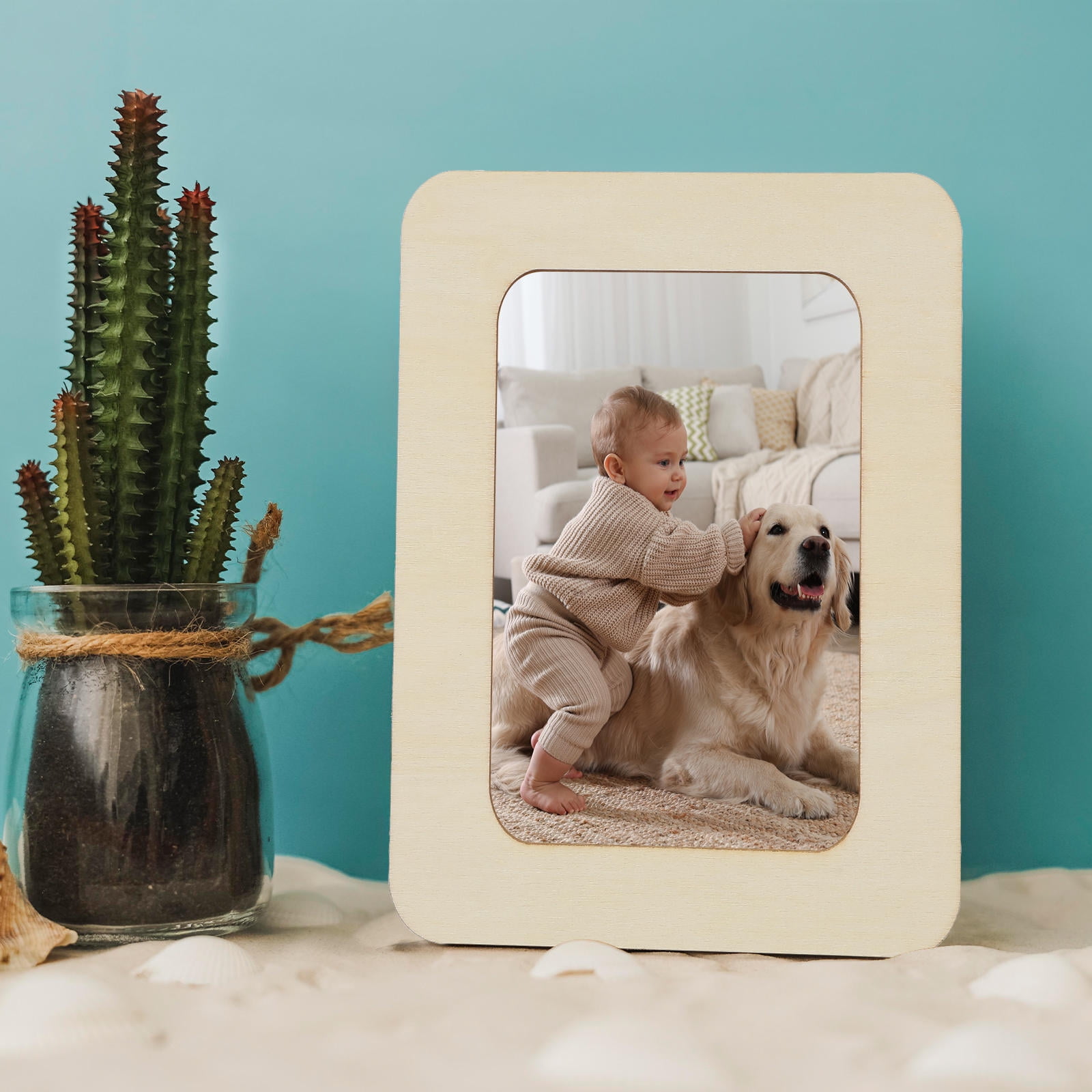UPGRATOR 6Pack Rustic Photo Frame Khaki Rectangular Wood Protect from ...
