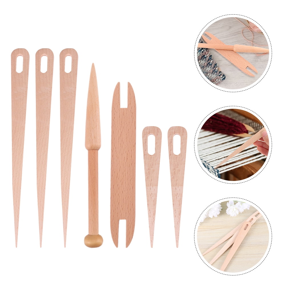 UPGRATOR 7Pcs Weaving Shuttles Beige Wooden For Beginners Diy ...