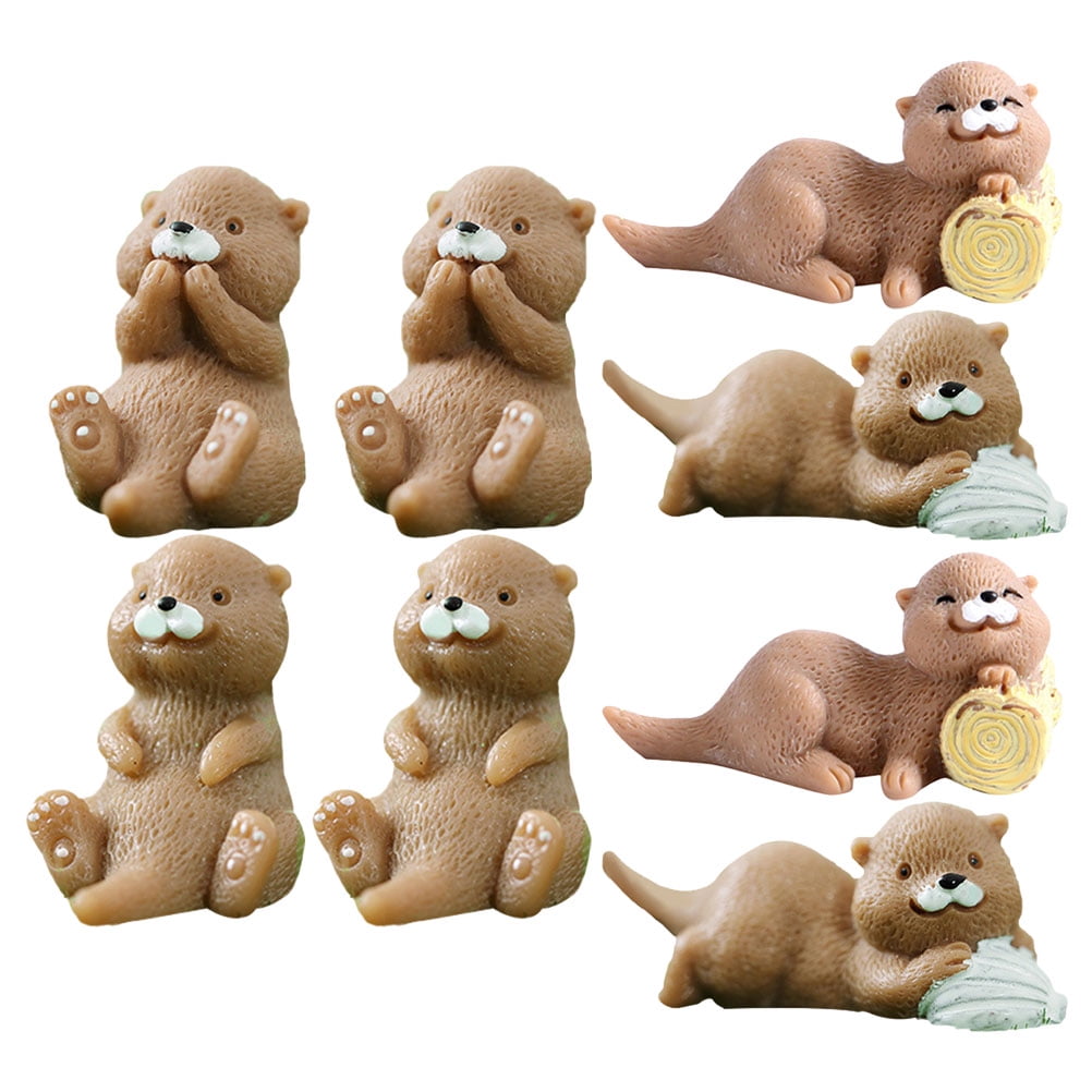 UPGRATOR 8Pcs Otter Figurine Miniature Animals Resin Home Decor Light ...