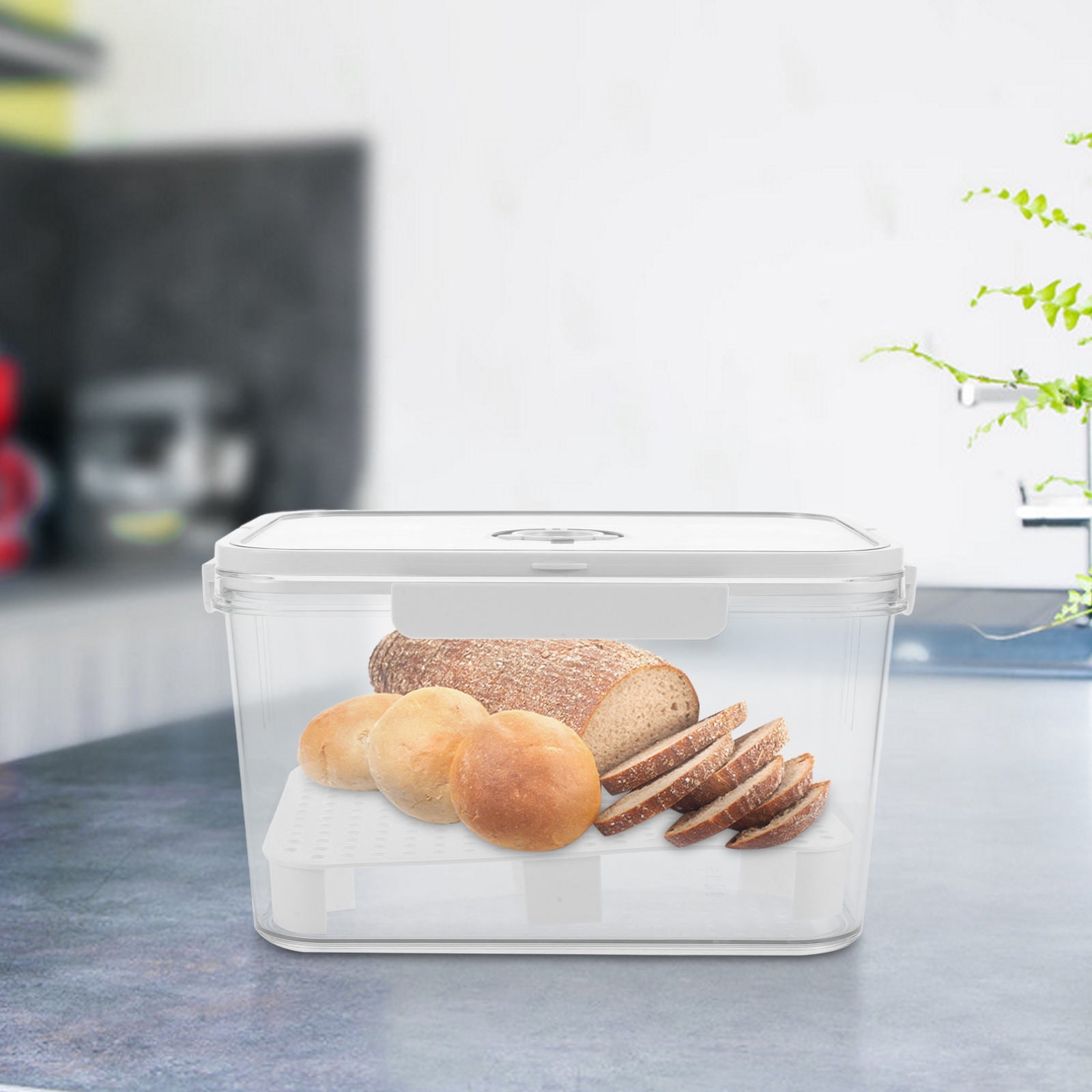 UPGRATOR Bread Box Airtight Transparent Plastic 1Set for Kitchen ...