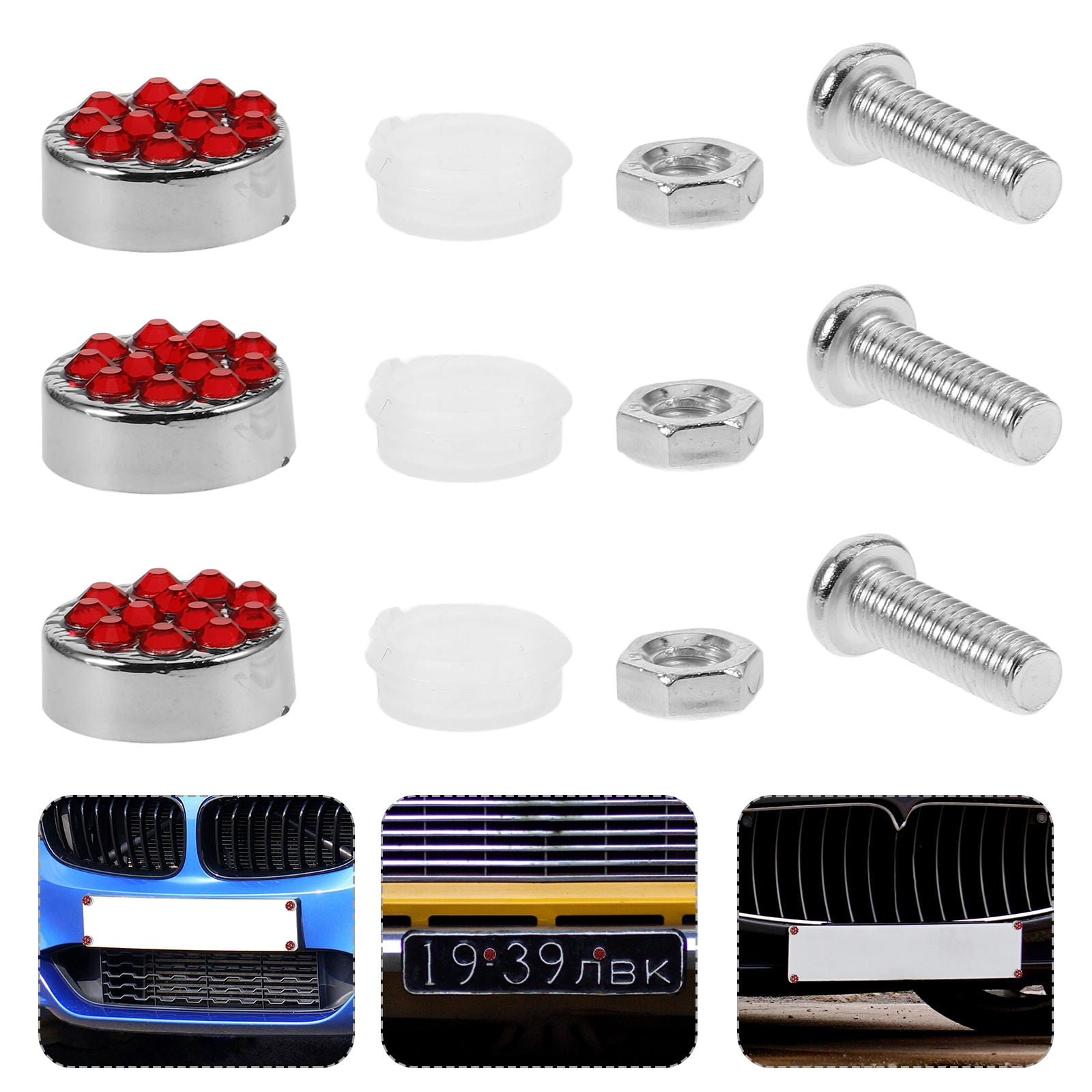 UPGRATOR Car License Plate Screw Kit, 1 Set with Flat Bottom Design and ...