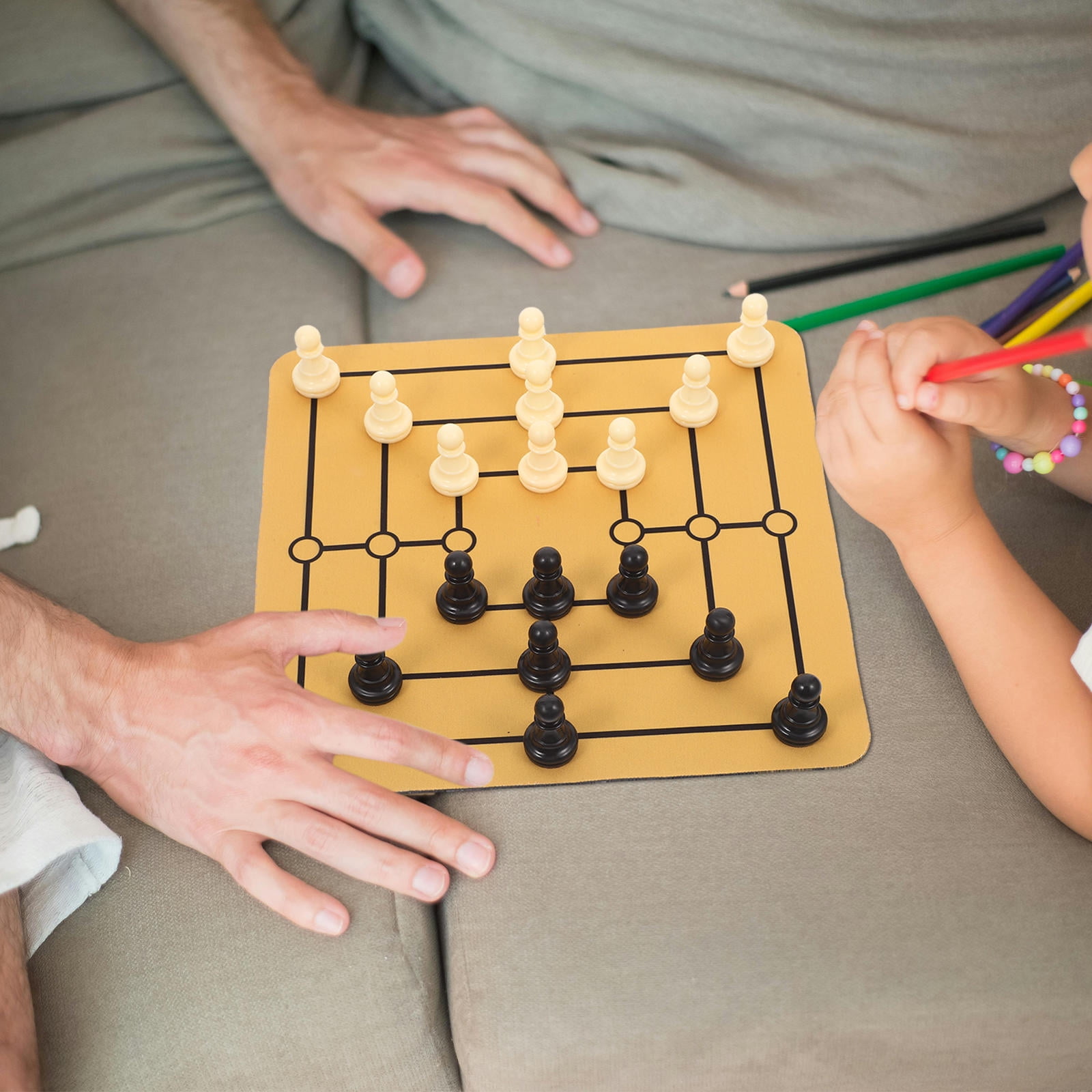 UPGRATOR Fun Nine Mens Morris Chess Table Set 1Set For Families Square ...