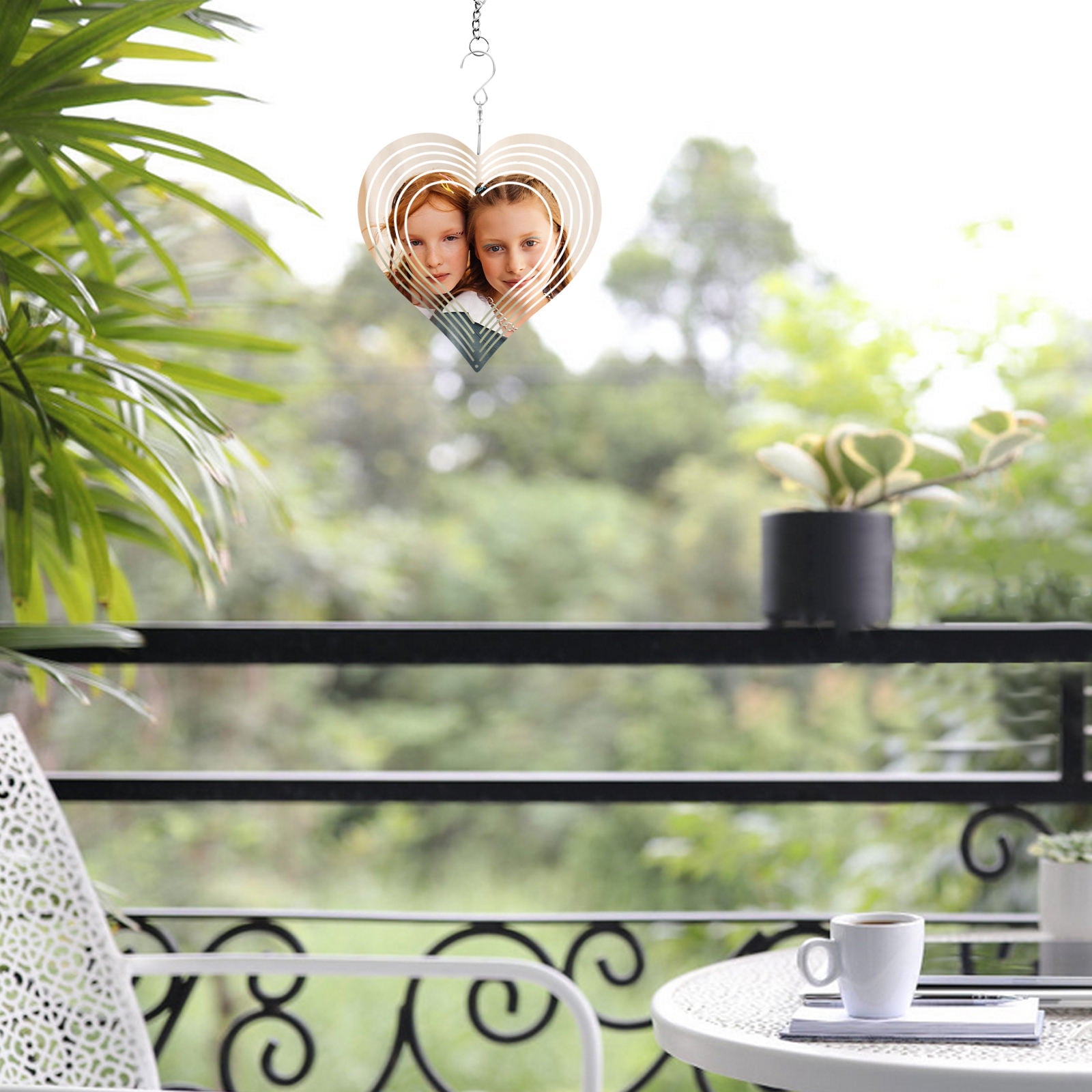 UPGRATOR Garden Window Yard Heart Shape Wind Chime Sublimation ...