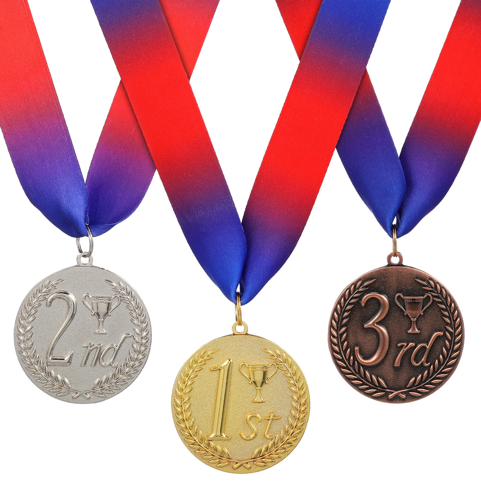 UPGRATOR Set of 3 Scratch Resistant , , Bronze Medals for Awards with Neck Ribbon 2.56 x 2.56 x ...