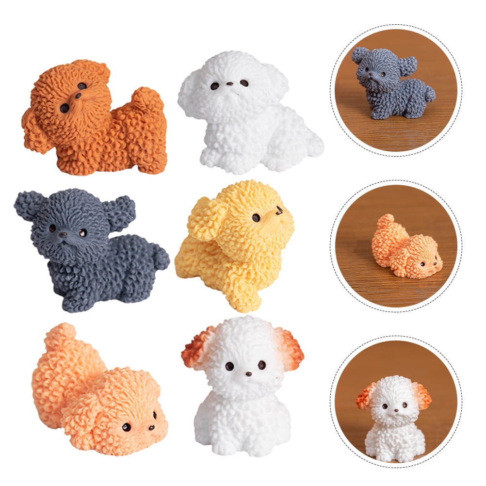 UPGRATOR 12-Piece Miniature Dog Figurines Assorted Colors Resin Puppies ...