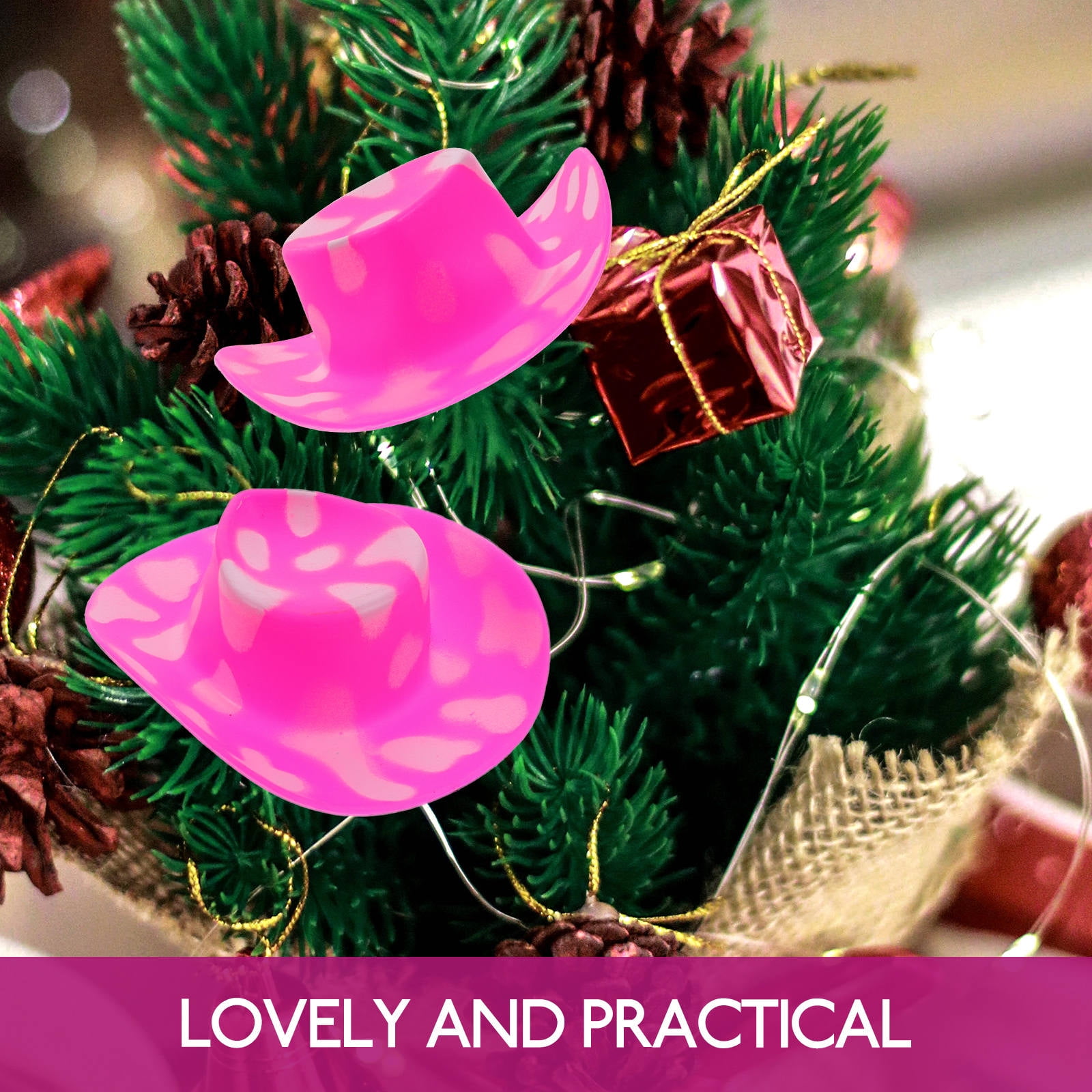UPGRATOR Craft Hat Mini Cowboy Doll Hat Pink Plastic 10Pcs 2.1X1.8in ...