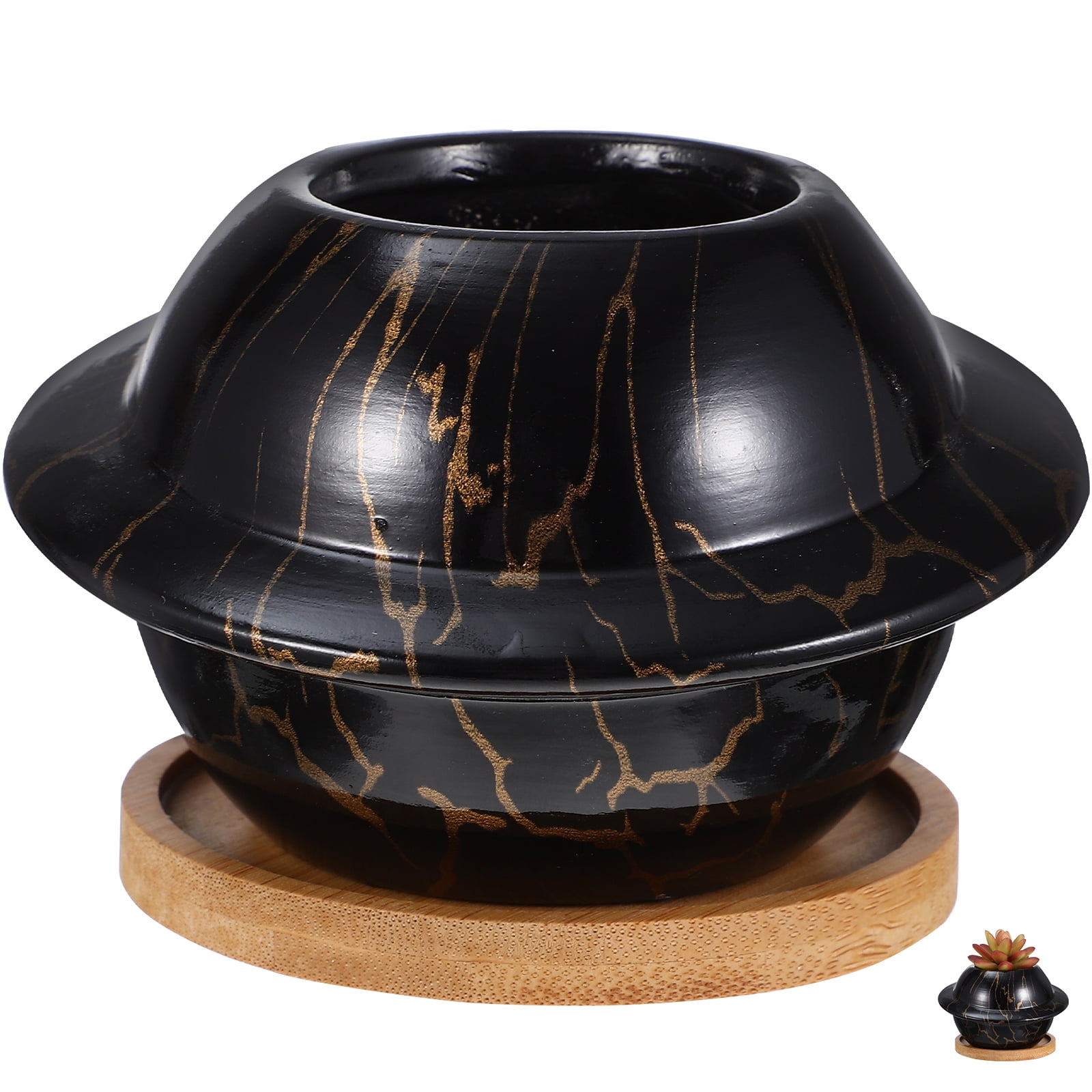 UPGRATOR Plant Pot Gold Creative Flower Pot Kitchen 1 Set 3.7X3.7X0.4 ...