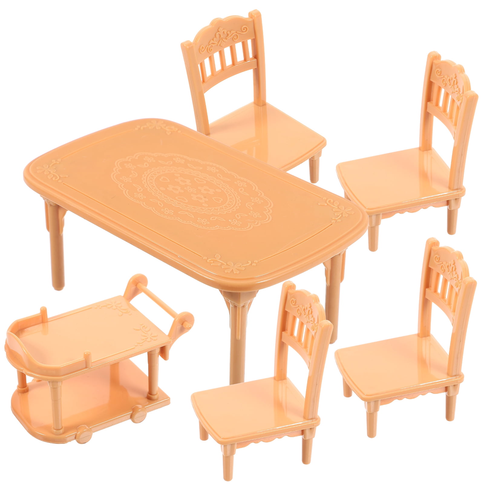 UPGRATOR Plastic Miniature Furniture 1Set Mini Dining Table Chair Khaki ...