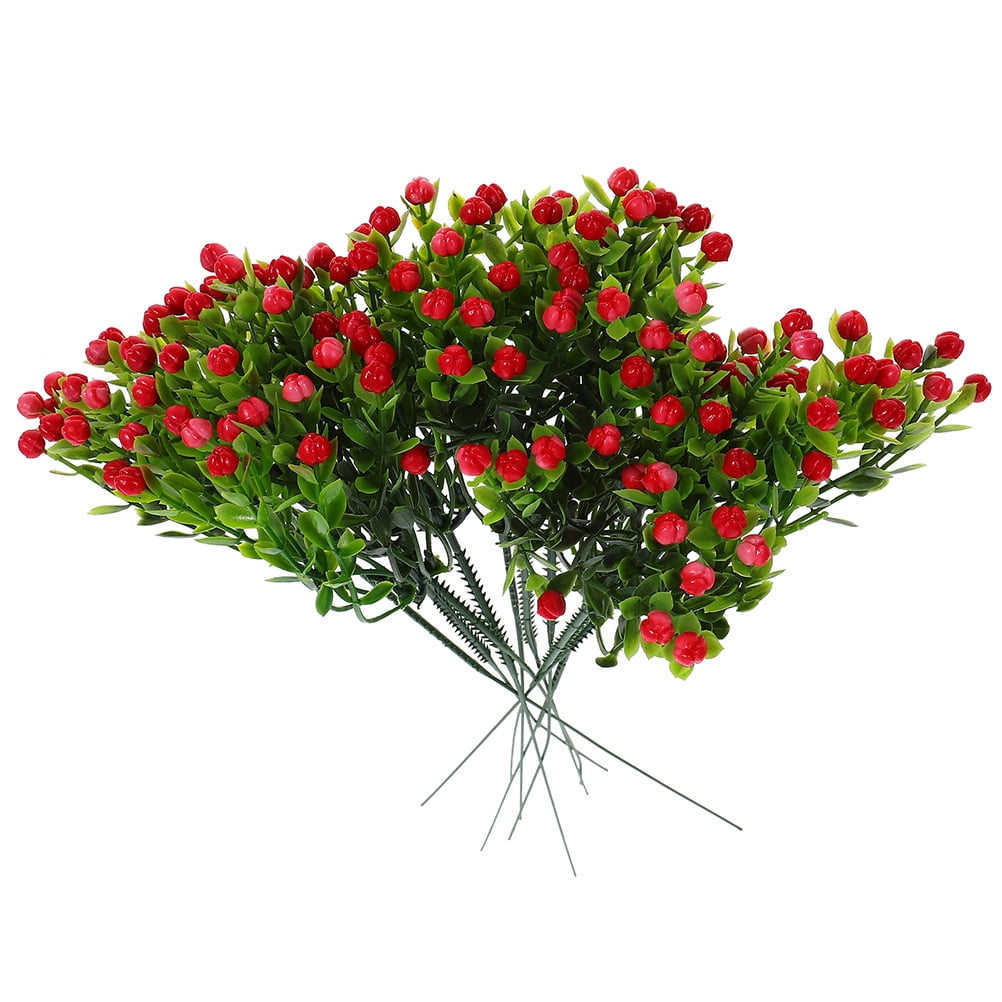 UPGRATOR Red Artificial Flower Bouquet 12Pcs Plastic Silk Flower for ...