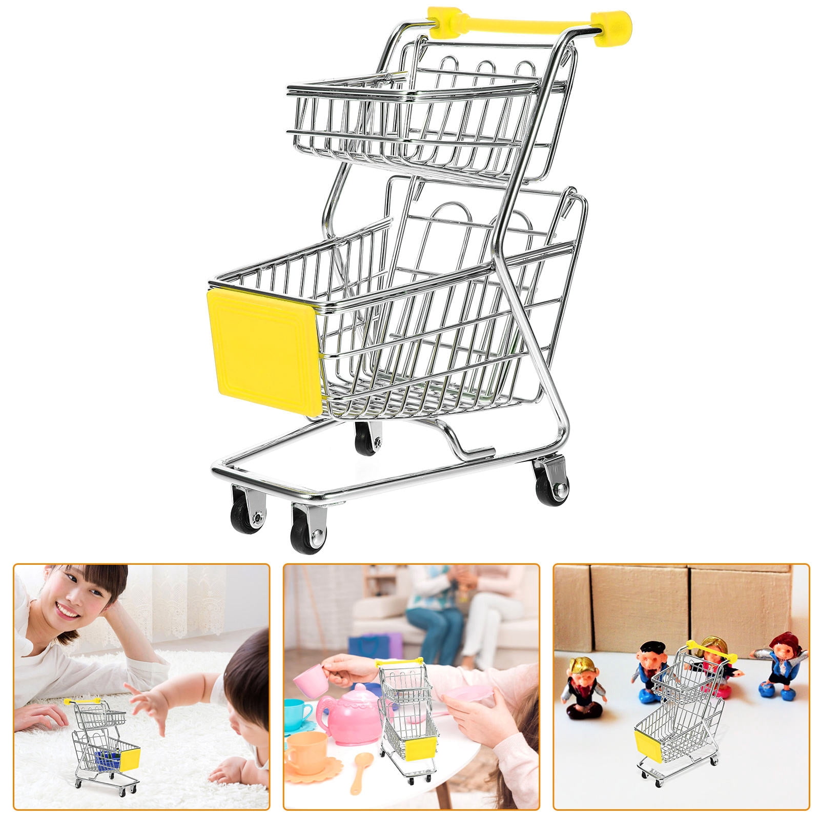 UPGRATOR Yellow Miniature Shopping Cart 1 Pack for Kids' Role Play and ...