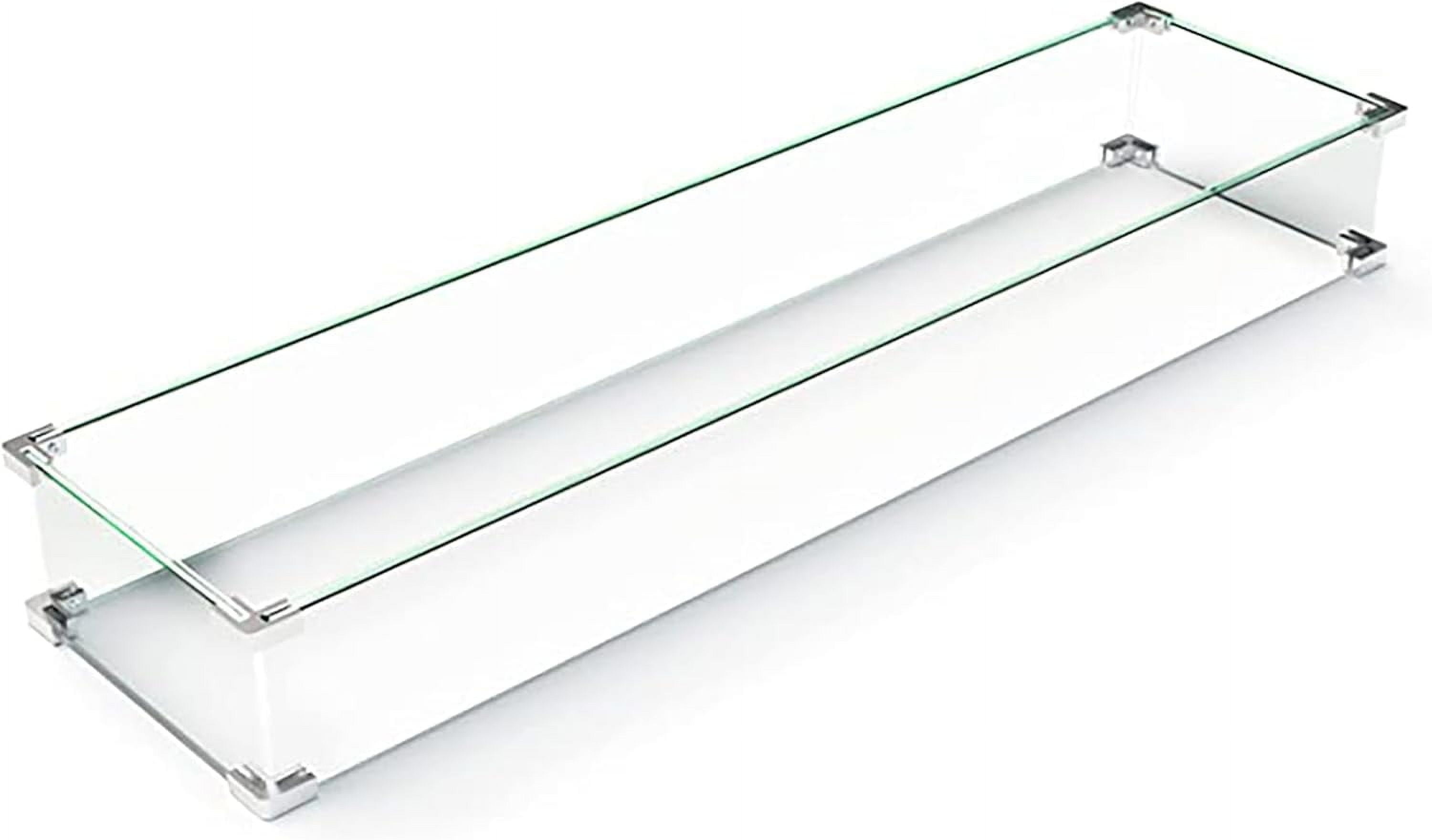 UPHA 33" x8.3" x 5.5" Flame/Wind Guard, Glass Fire Pit Accessories for 42" Patio Propane Gas ...