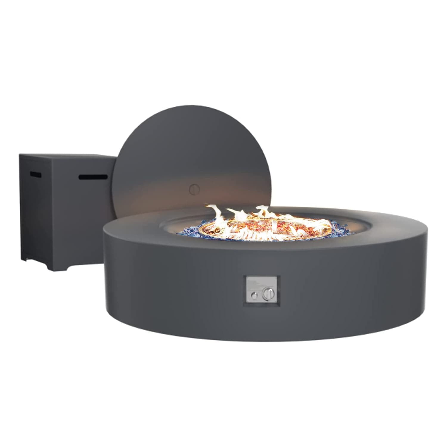 UPHA 40.5 Inch Outdoor Propane Fire Pit Table, 50,000 BTU Iron Round Gas Fire Pits with Tank ...