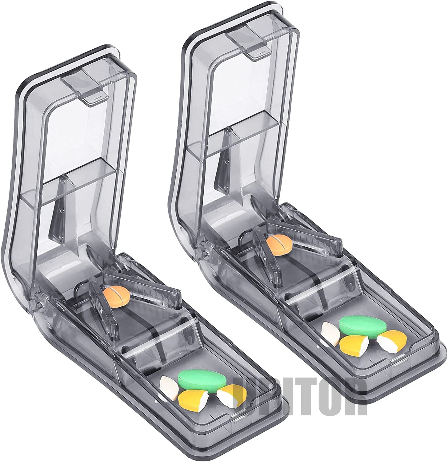 UPITOR 2PCS Pill Cutter for Small Pills with Blade Guard and V-Shaped ...