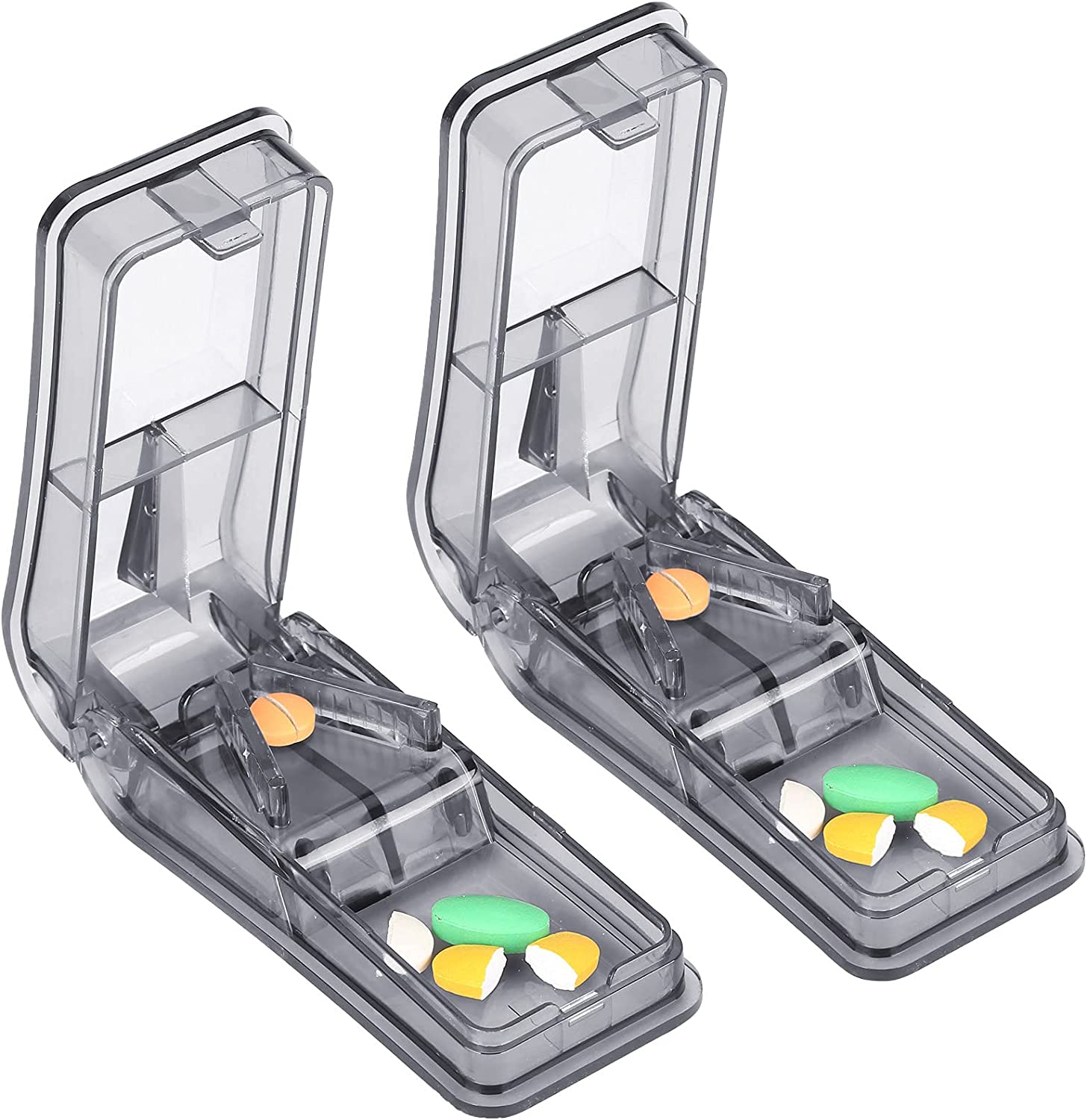 UPITOR 2PCS Pill Cutter for Small Pills with Blade Guard and V-Shaped ...