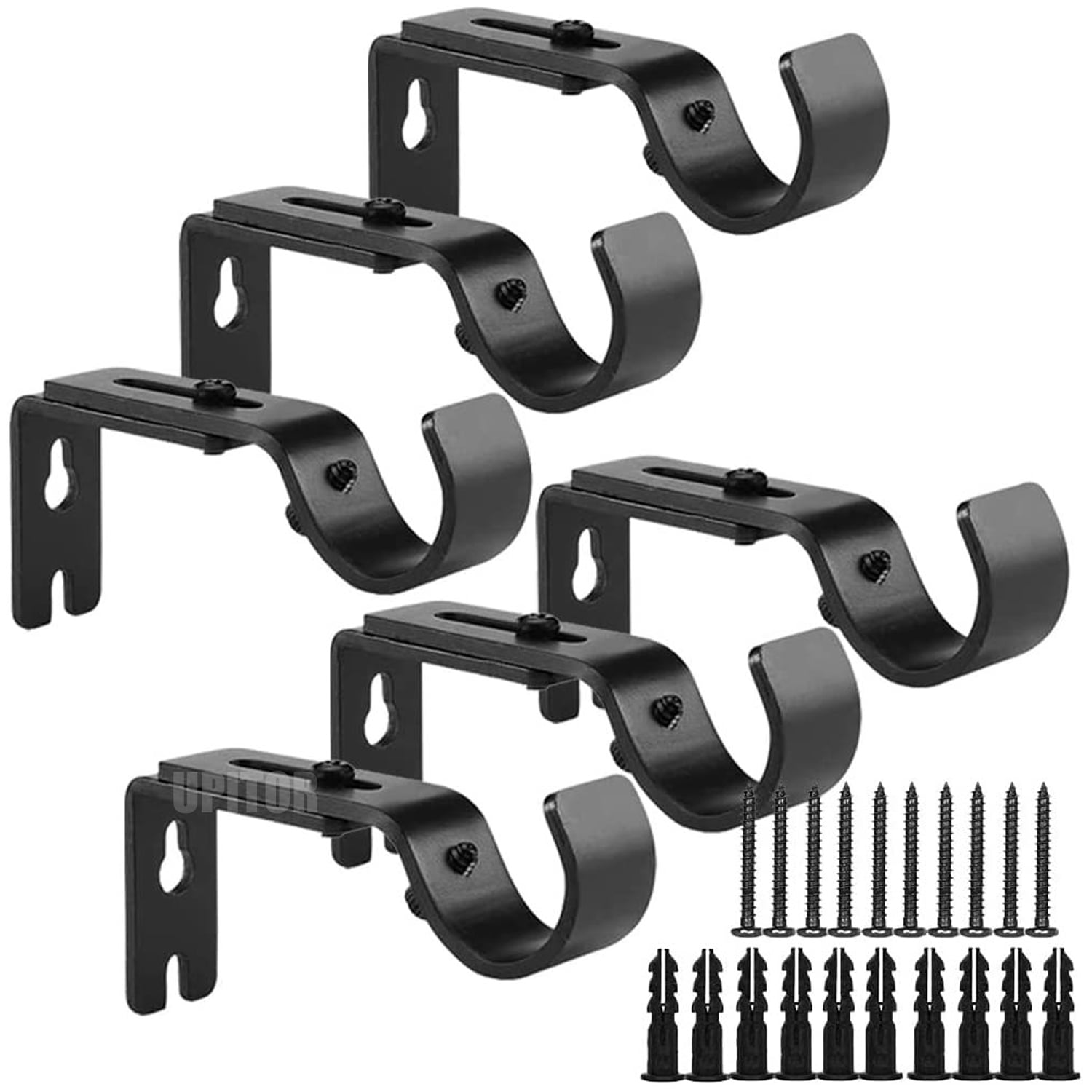 6 Pack Adjustable Curtain Rod Bracket - Drapery Holders for 1 Inch ...