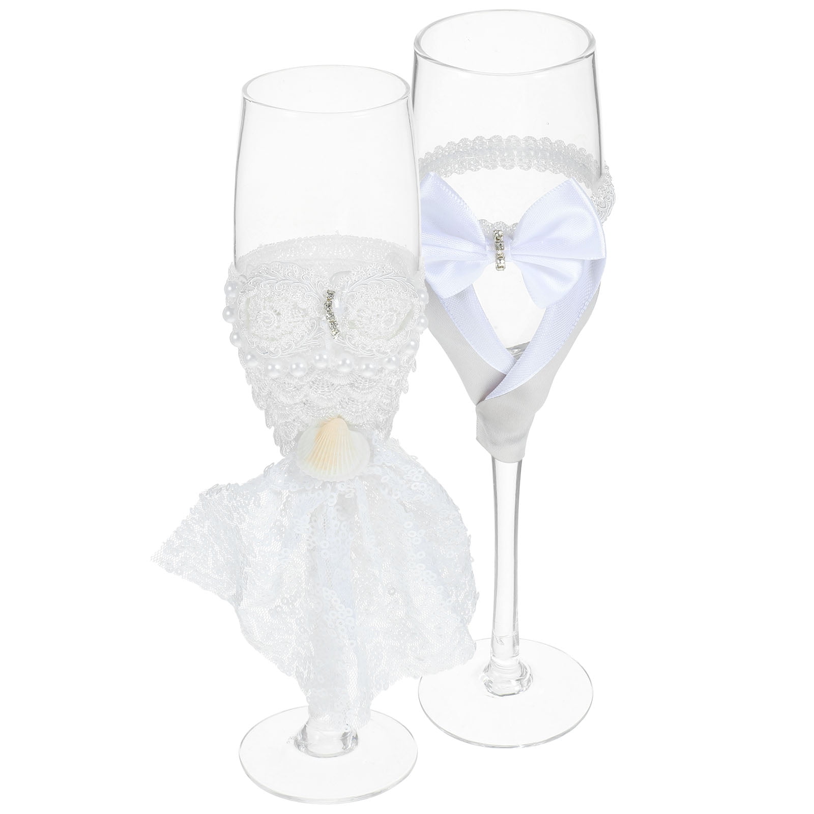 UPKOCH 1 Pair of Wedding Glass Set Bride and Groom Flutes Wine Goblets ...