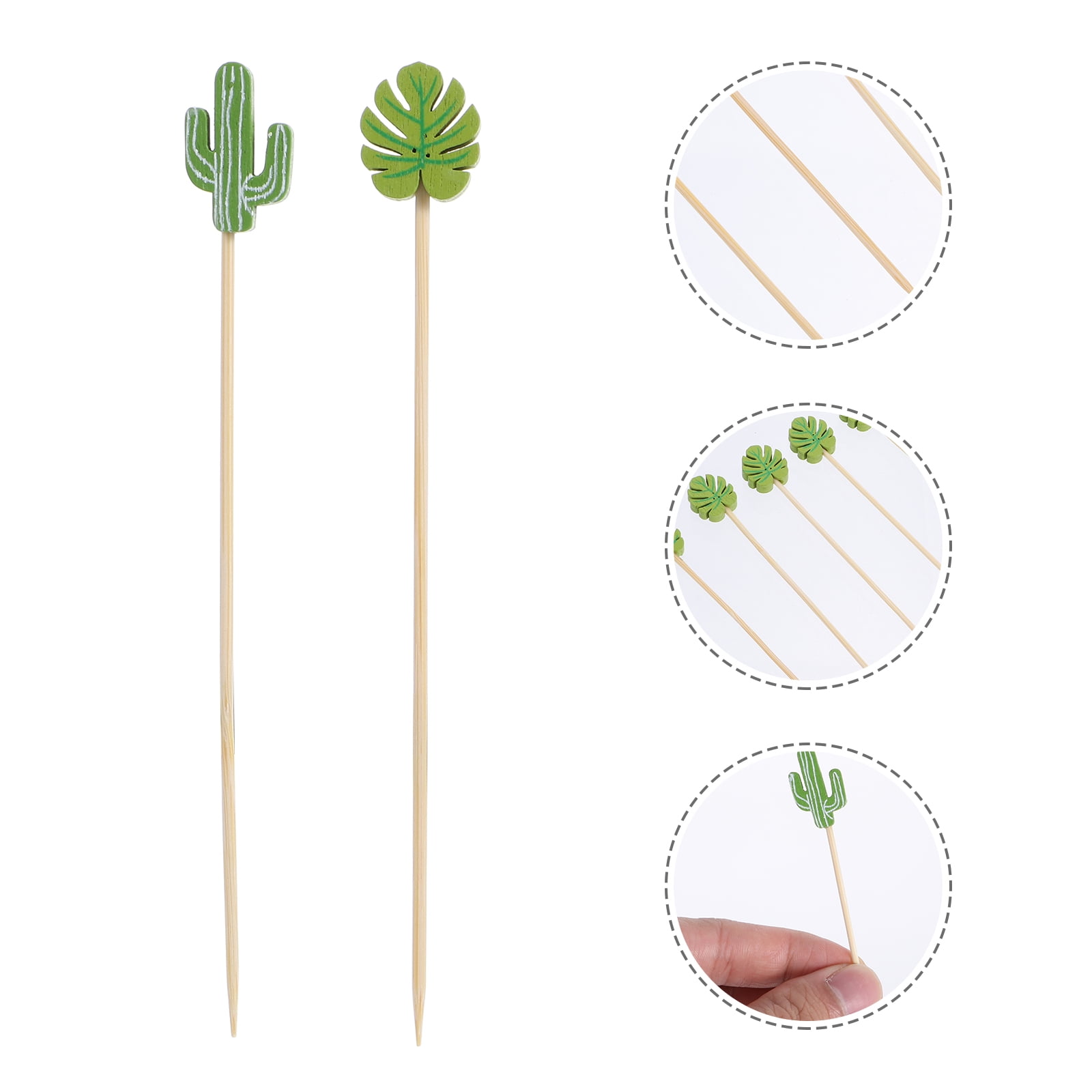 UPKOCH 100Pcs Green Hawaiian Dessert Picks for Cocktail and Fruit ...