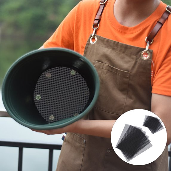 UPKOCH 10Pack Flower Pot Bottom Grid Mesh Mat Black PE Improve Drainage ...