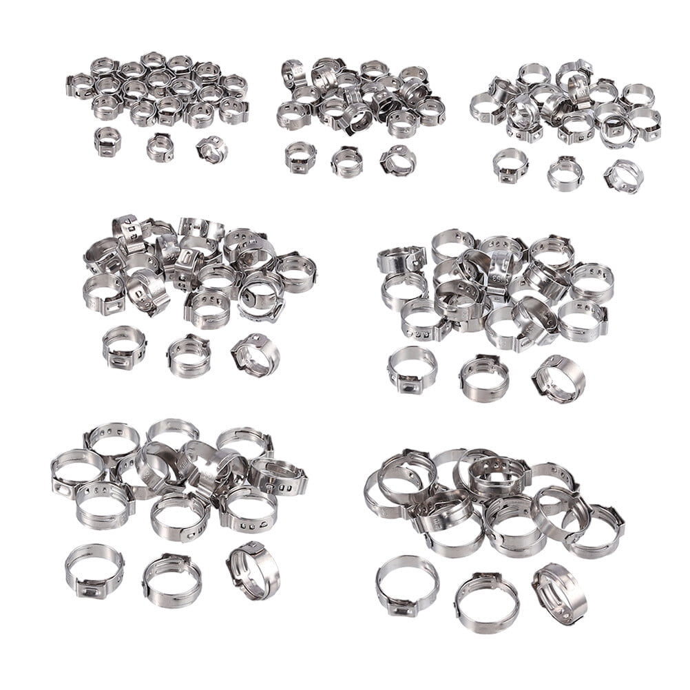 UPKOCH 130Pcs 304 Stainless Steel Ear Hose Clamp Kit for Securing Hoses ...