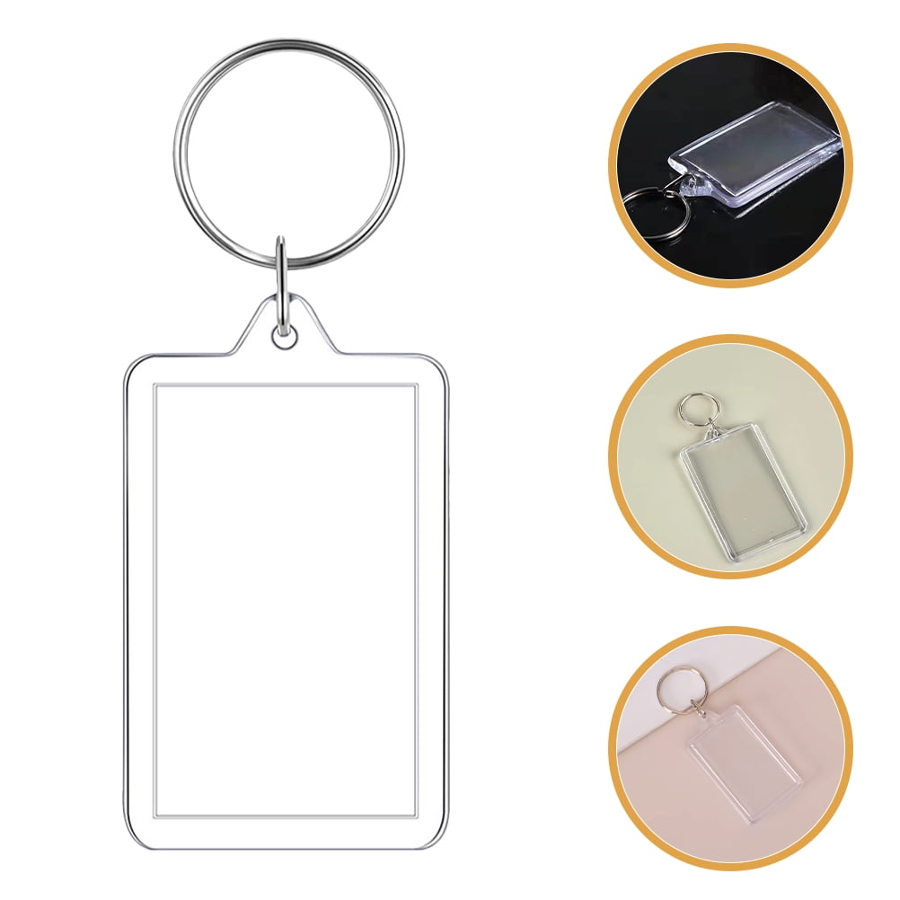 UPKOCH 16Pcs Blank Picture Keyrings Transparent Acrylic Rectangular ...