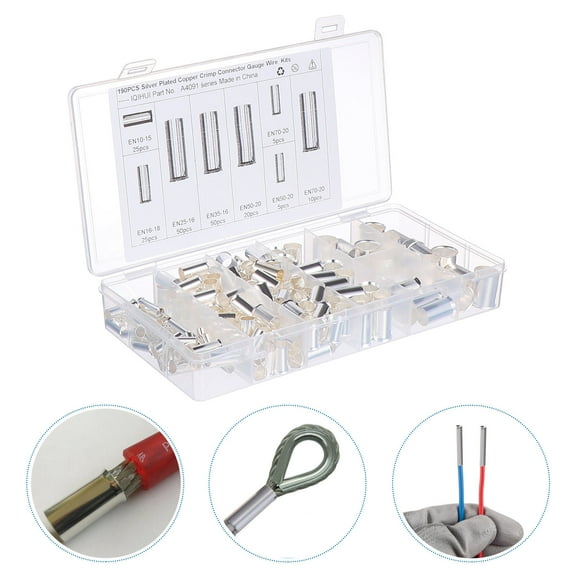 UPKOCH 190Pcs Electrical Cable Terminal Wire Copper Crimp Fittings with ...