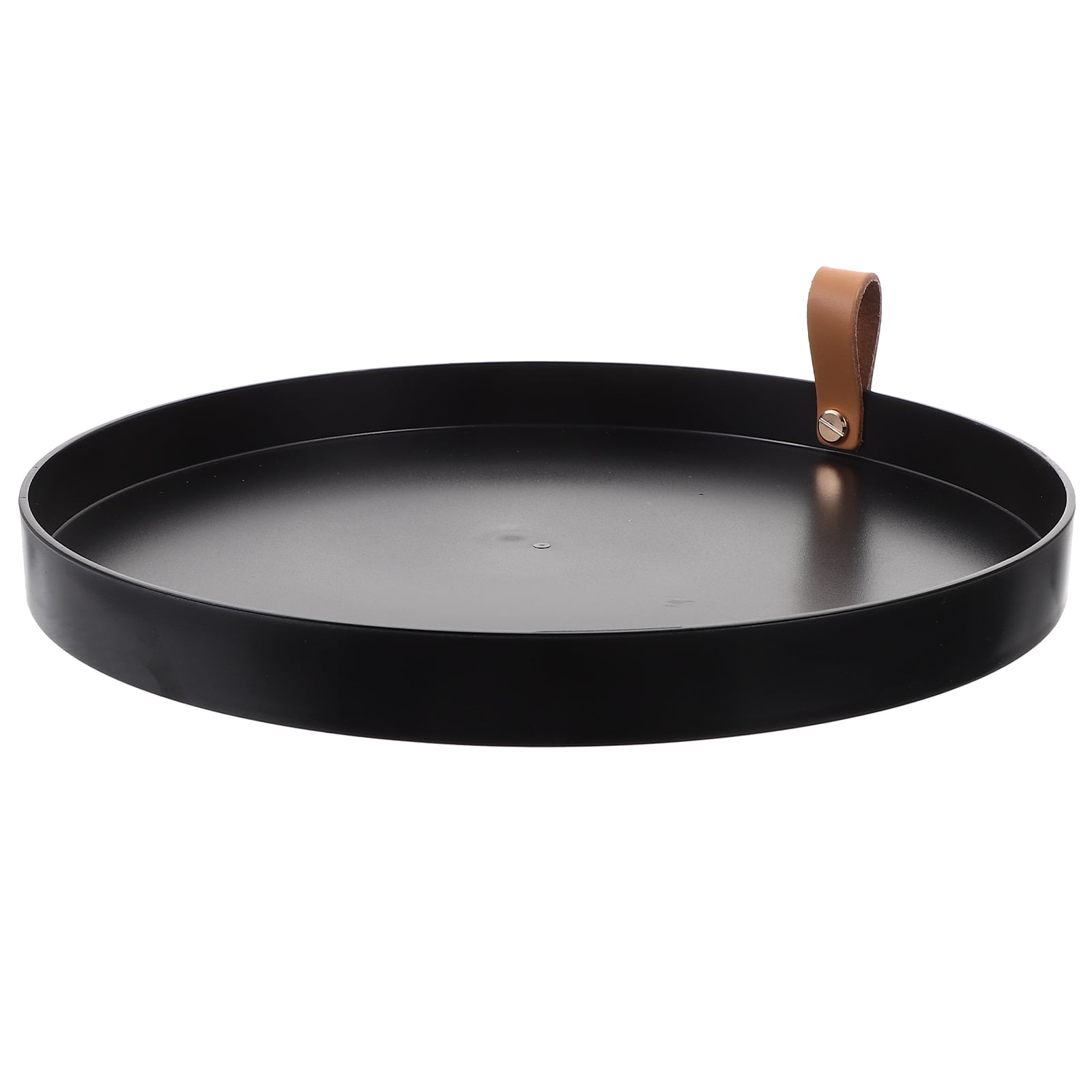 UPKOCH Round Tray Storage Tray Black Leather 1Pcs - Walmart.com