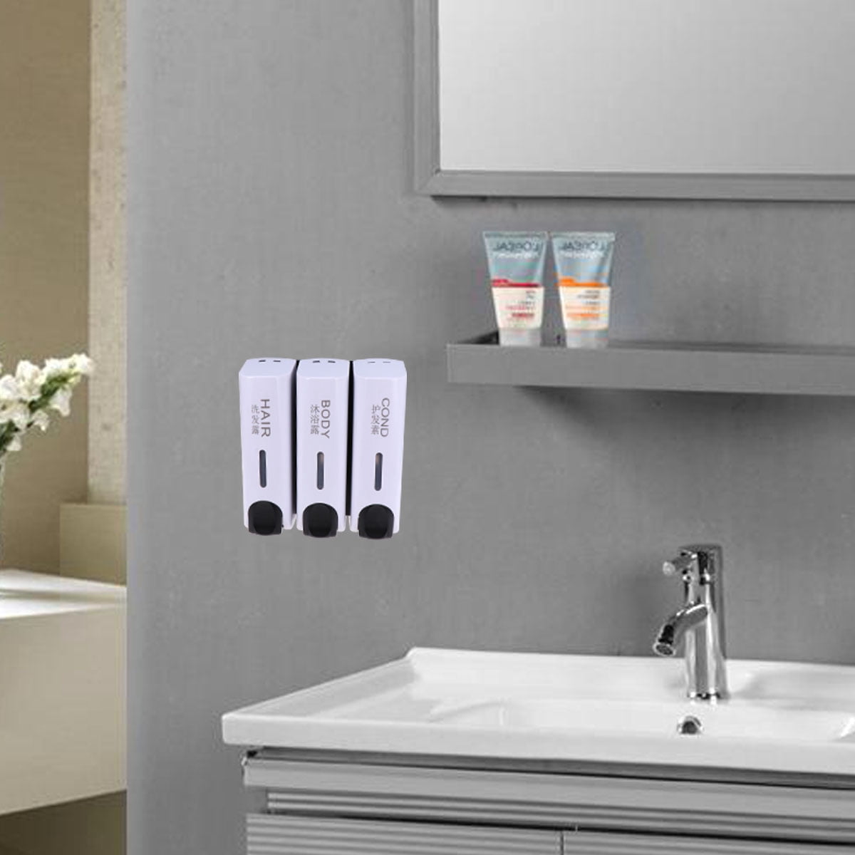 UPKOCH 1Pcs Bathroom Dispensers White ABS Liquid Dispensing Three ...