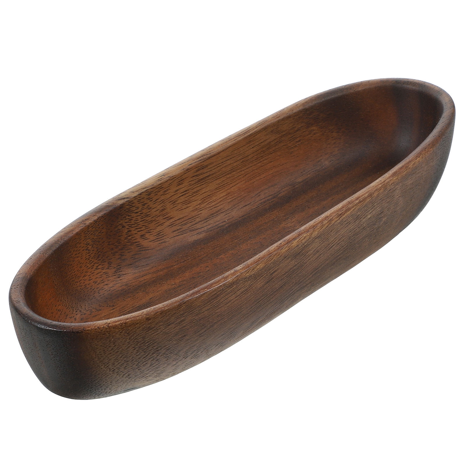 UPKOCH 1Pcs Boat Shaped Food Dish Wooden Tray Dark Brown Acacia Wood ...