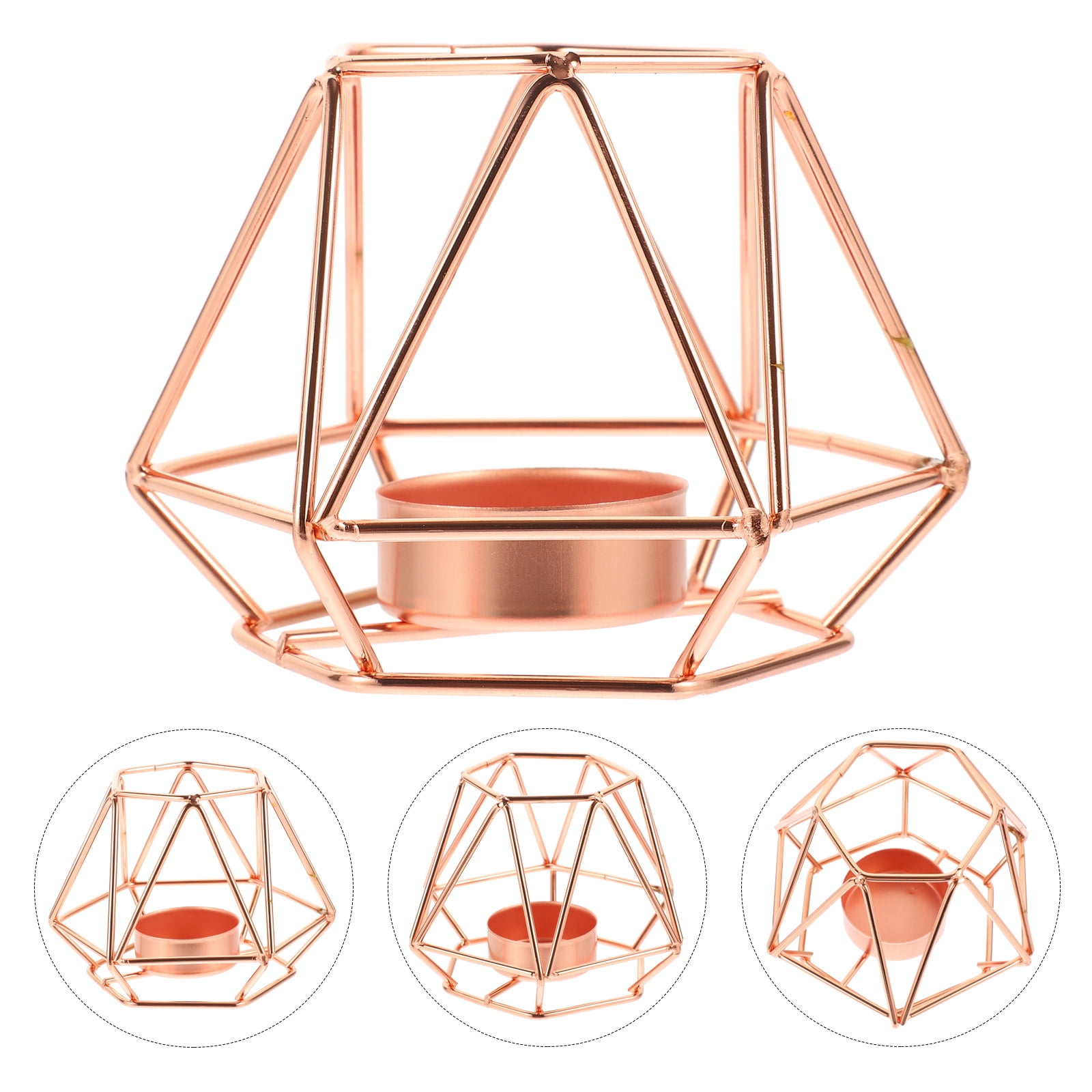 UPKOCH Rose Gold Decorative Metal Candle Holder with Vintage Geometric ...